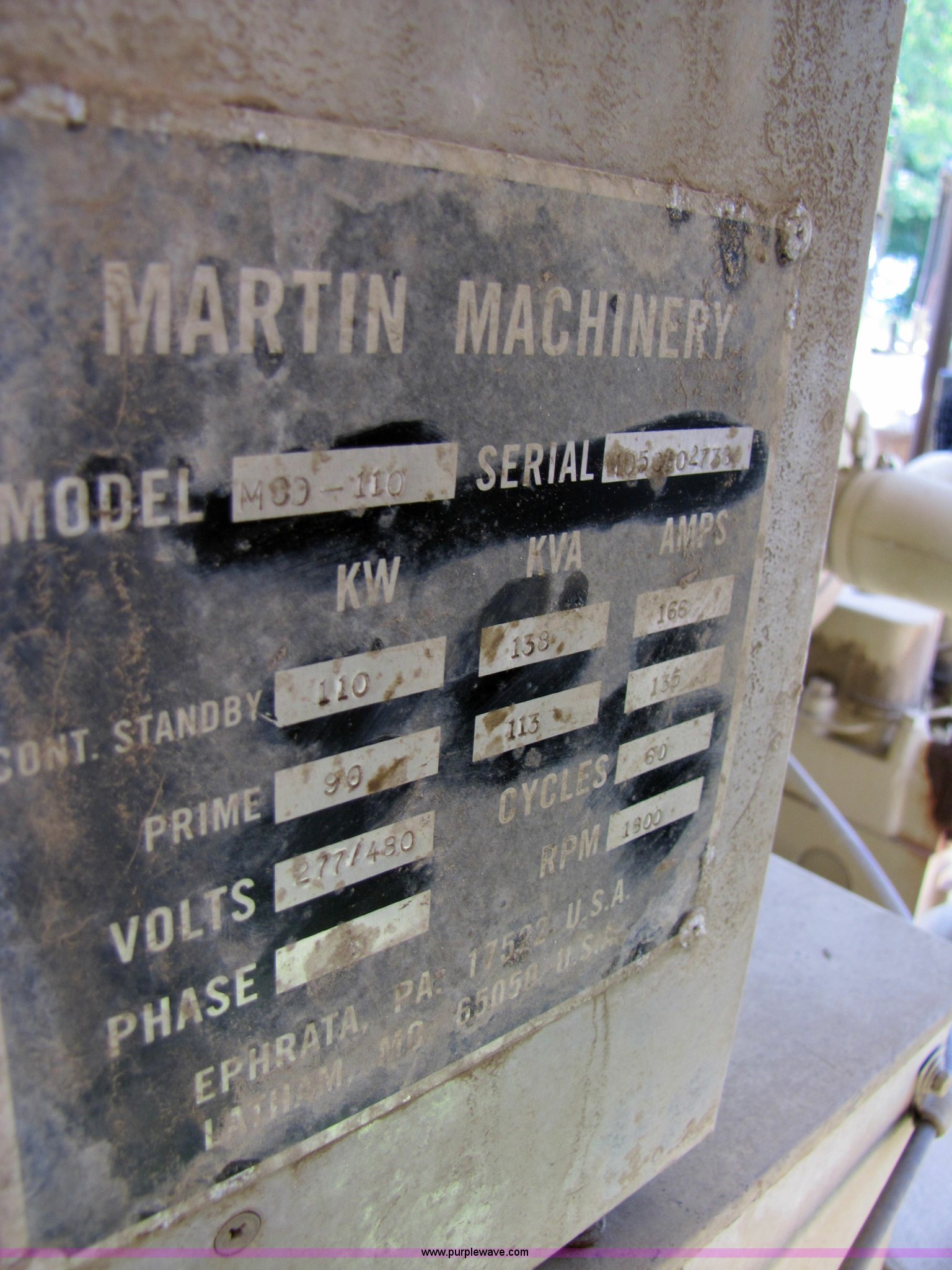 Martin Machinery M8D-110 generator unit in Trenton, MO | Item 3594 sold ...