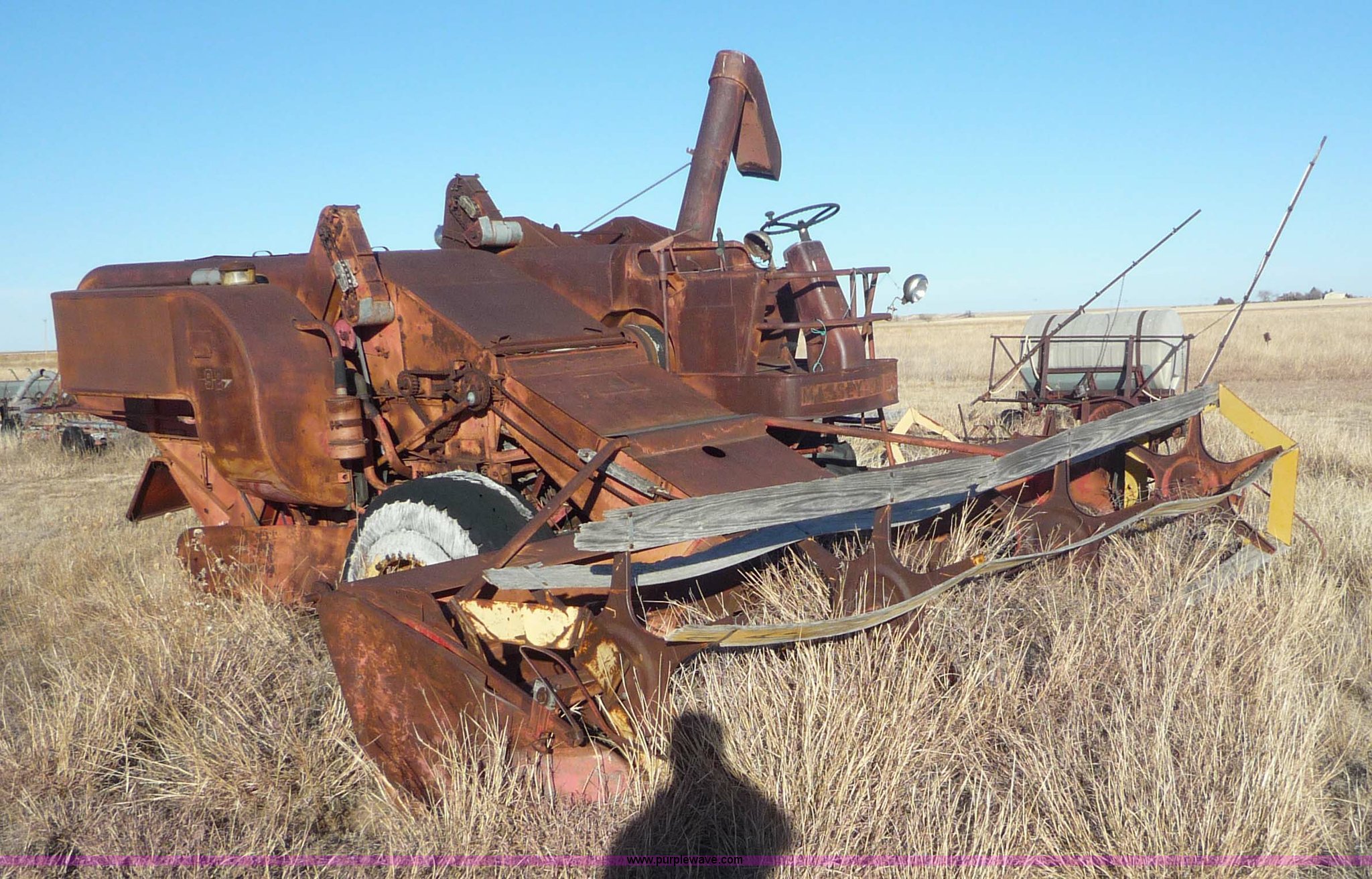 Massey-Harris Super 92 combine in Keyes, OK | Item 3168 sold | Purple Wave