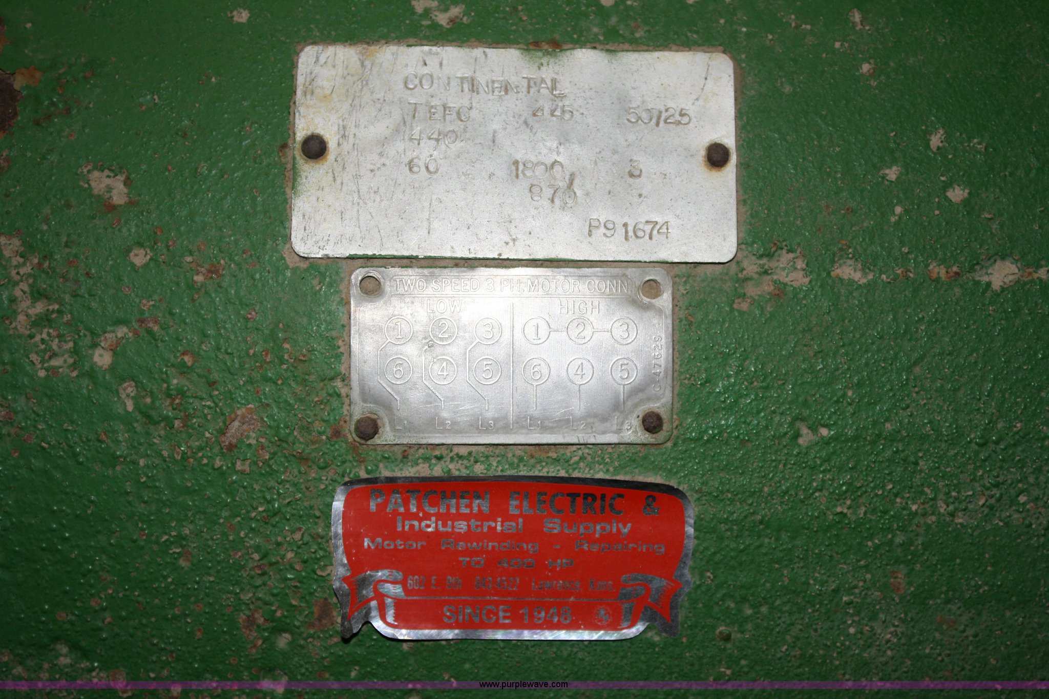 Continental electric motor in Lawrence, KS | Item 4704 sold | Purple Wave