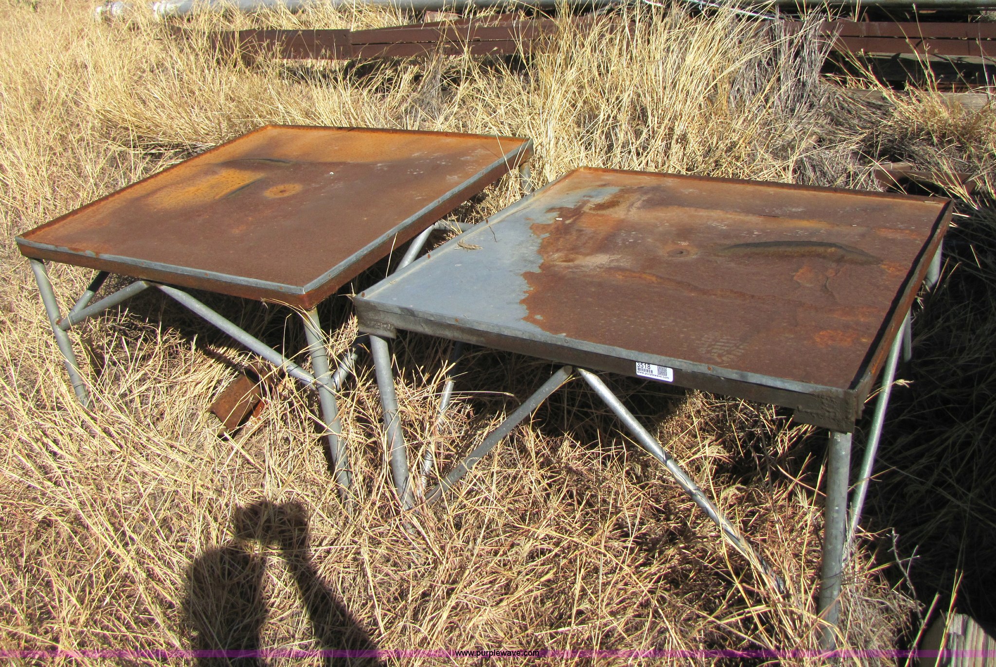 (2) oil drain tables in Hooker, OK | Item 3518 sold | Purple Wave