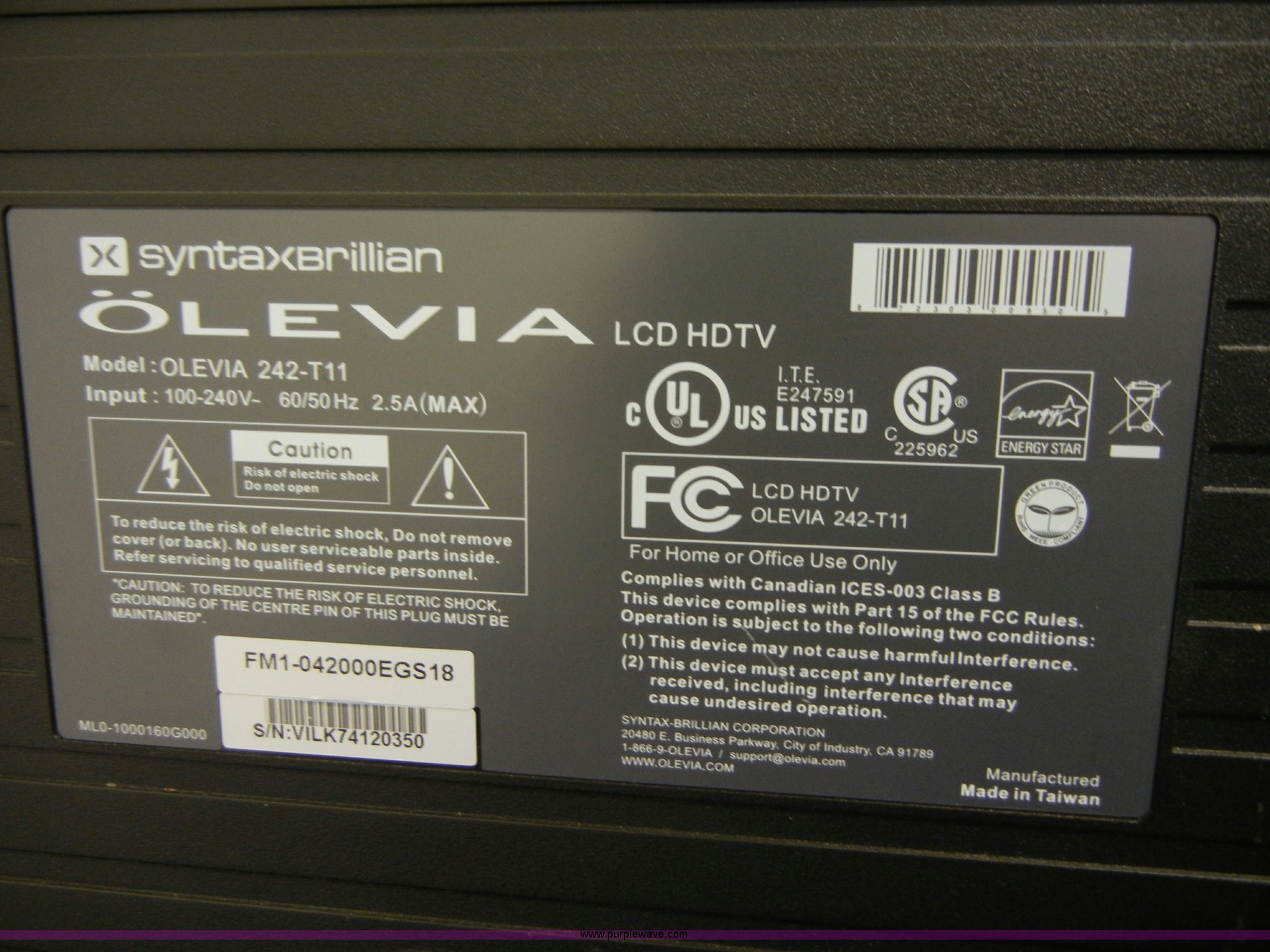Olevia 42" LCD TV in Manhattan, KS | Item 2407 sold | Purple Wave