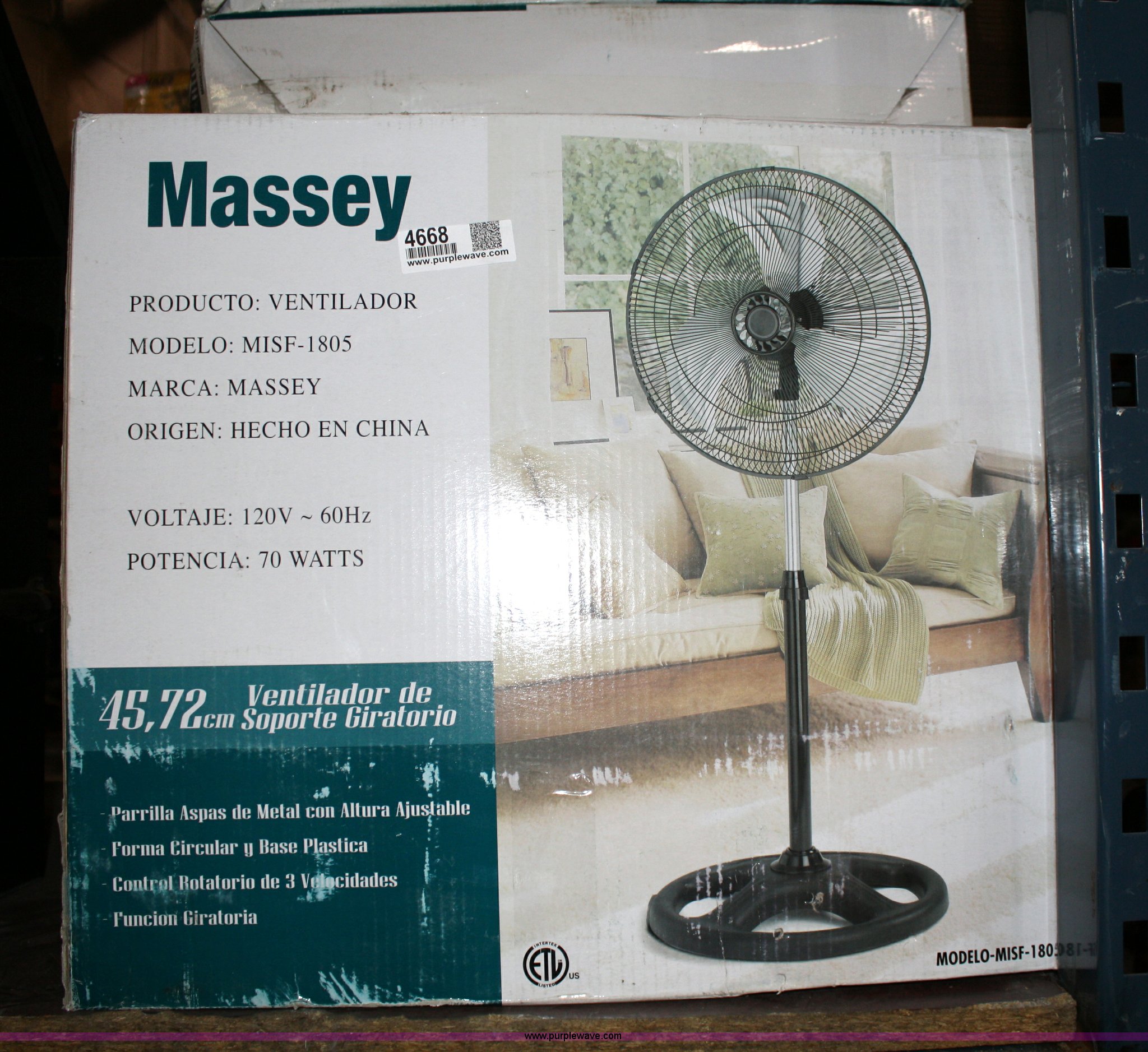 (7) Massey indoor fans in Spring Hill, KS | Item 4668 sold | Purple Wave