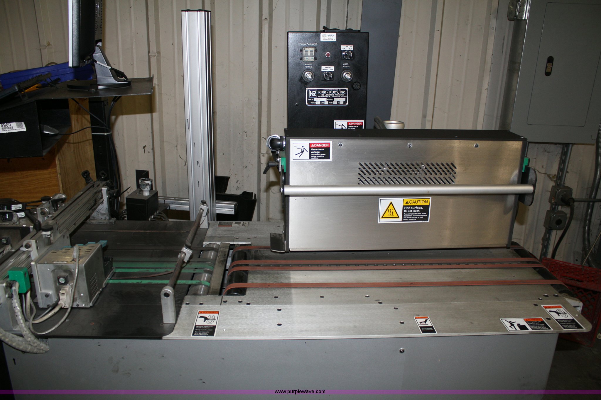 Kirk-Rudy NetJet inkjet addressing system with 12" conveyor, ramp ...