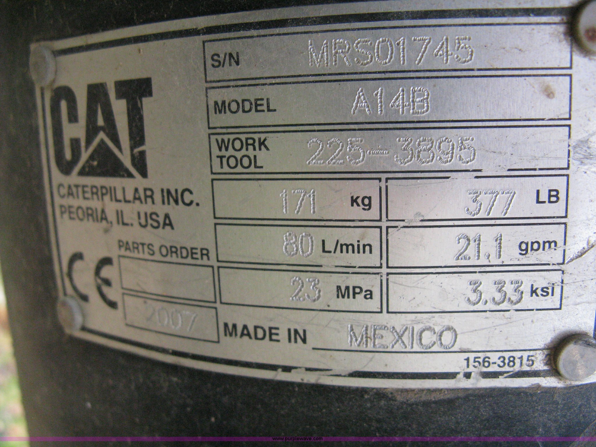 2007 Caterpillar A14B auger in Sedgwick, KS | Item 8089 sold | Purple Wave