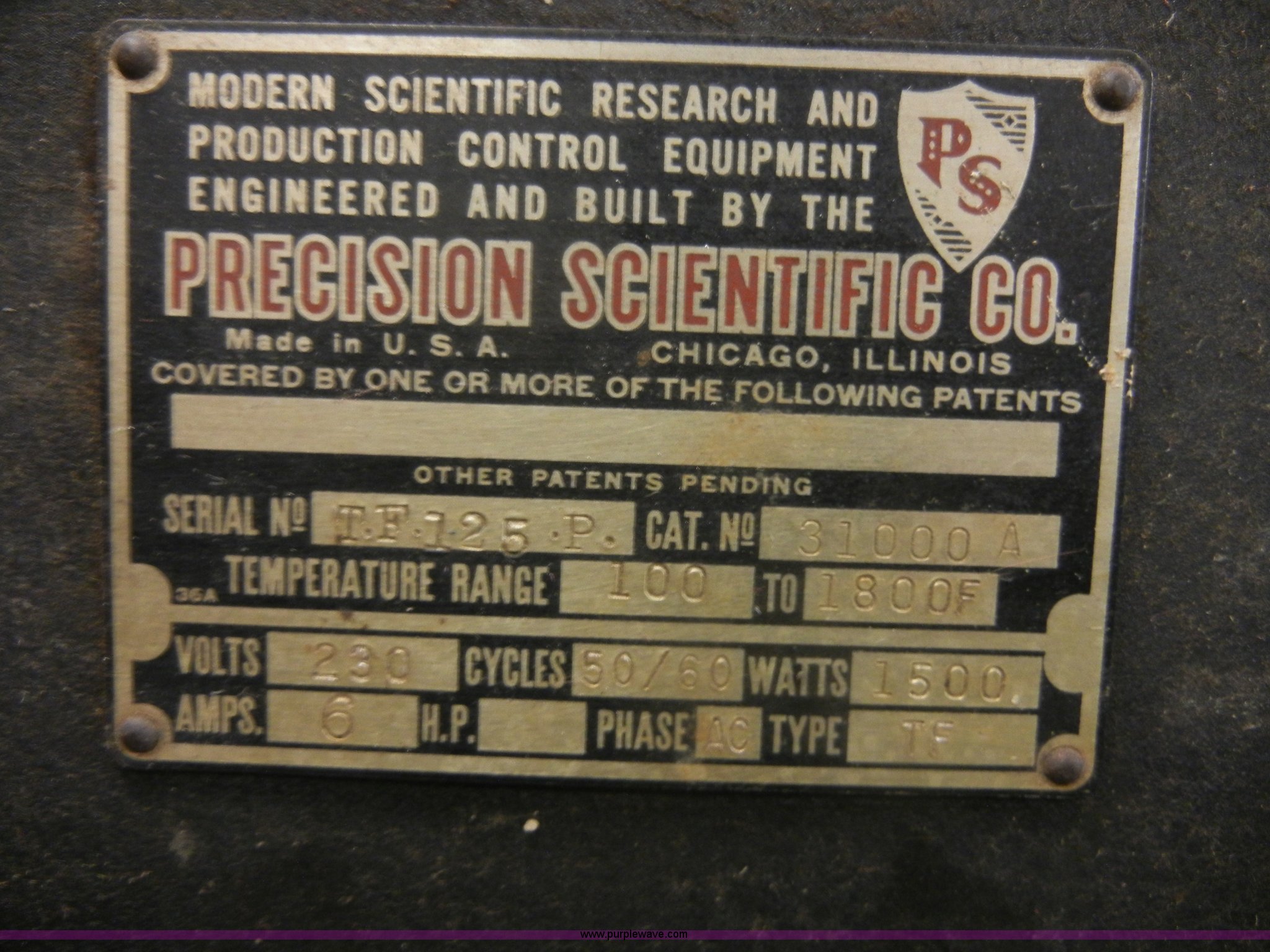 Precision Scientific Co heat treat oven in Manhattan, KS | Item F9287 ...