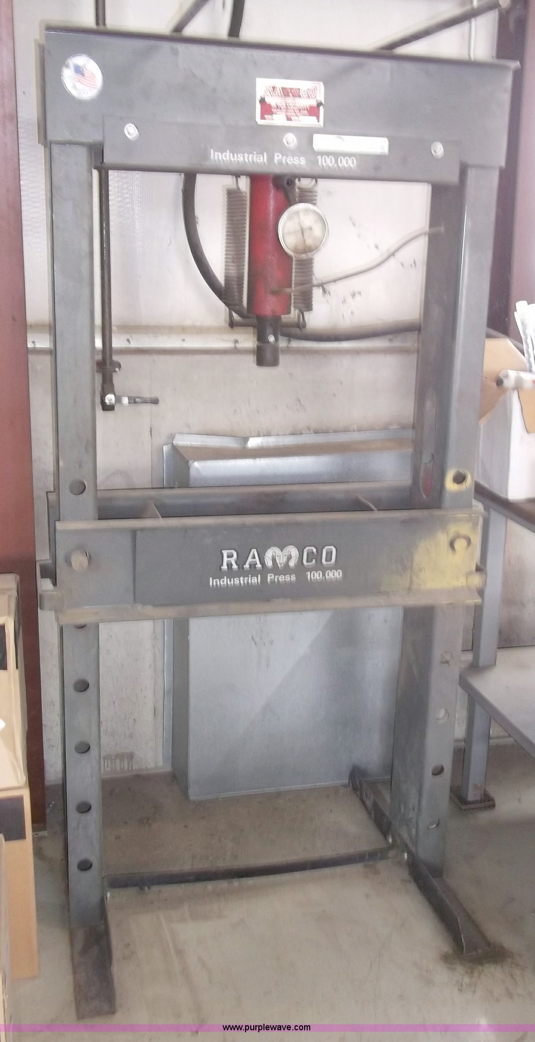 RAMCO 50 ton shop press in Bucyrus, KS | Item G9380 sold | Purple Wave