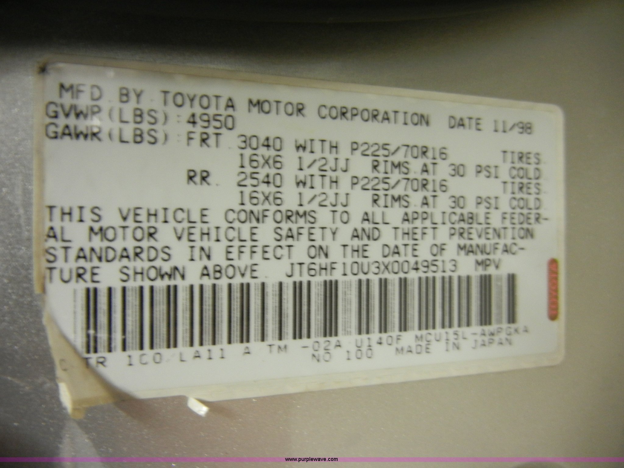 1999 Lexus RX300 SUV in Topeka, KS | Item A3328 sold | Purple Wave