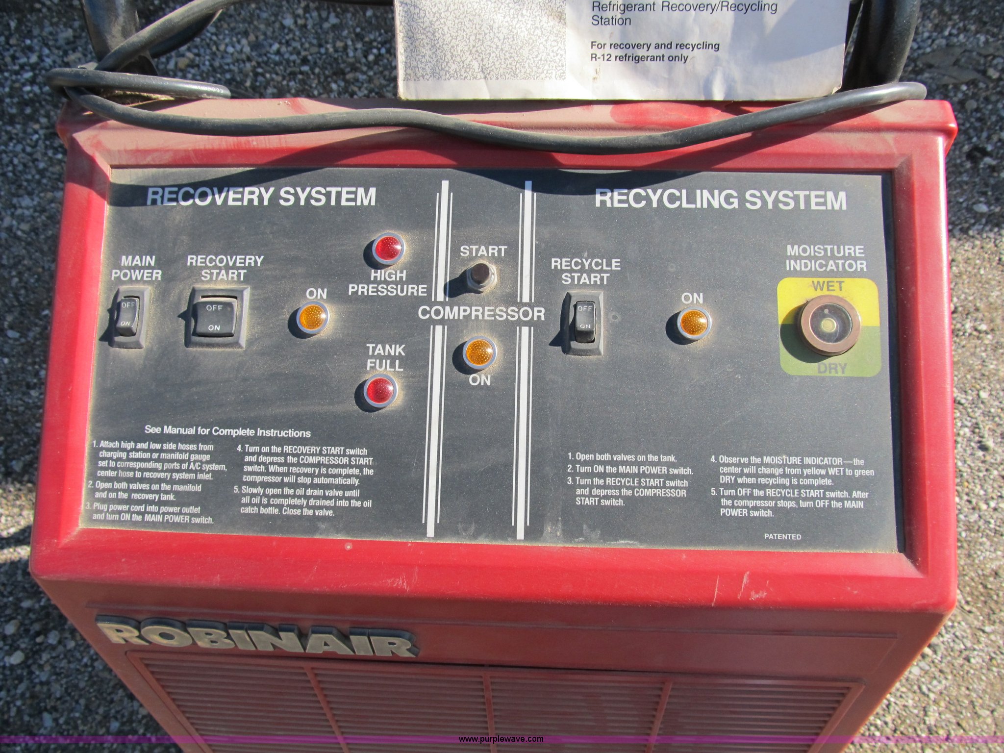 Robinair R12 refrigerant recovery and recycling station in Fenton, MO ...