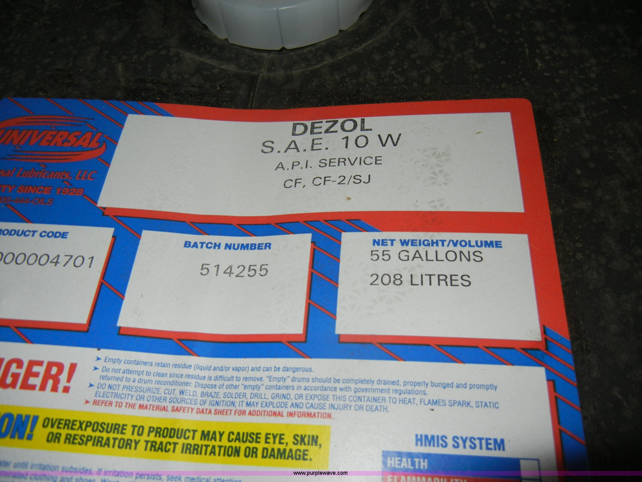 (2) Dezol 10W hydraulic oil drums in De Soto, KS | Item H9680 sold ...