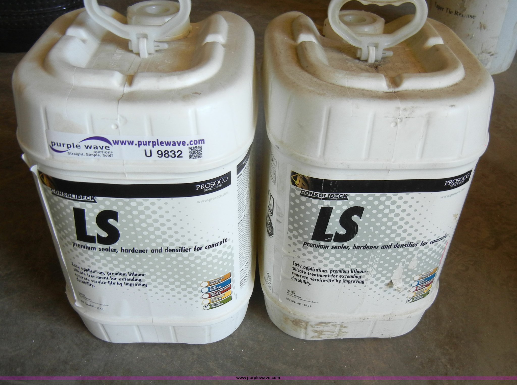 (2) 5 gallon jugs of Consolideck LS premium sealer, hardener, and densifier for concrete in ...