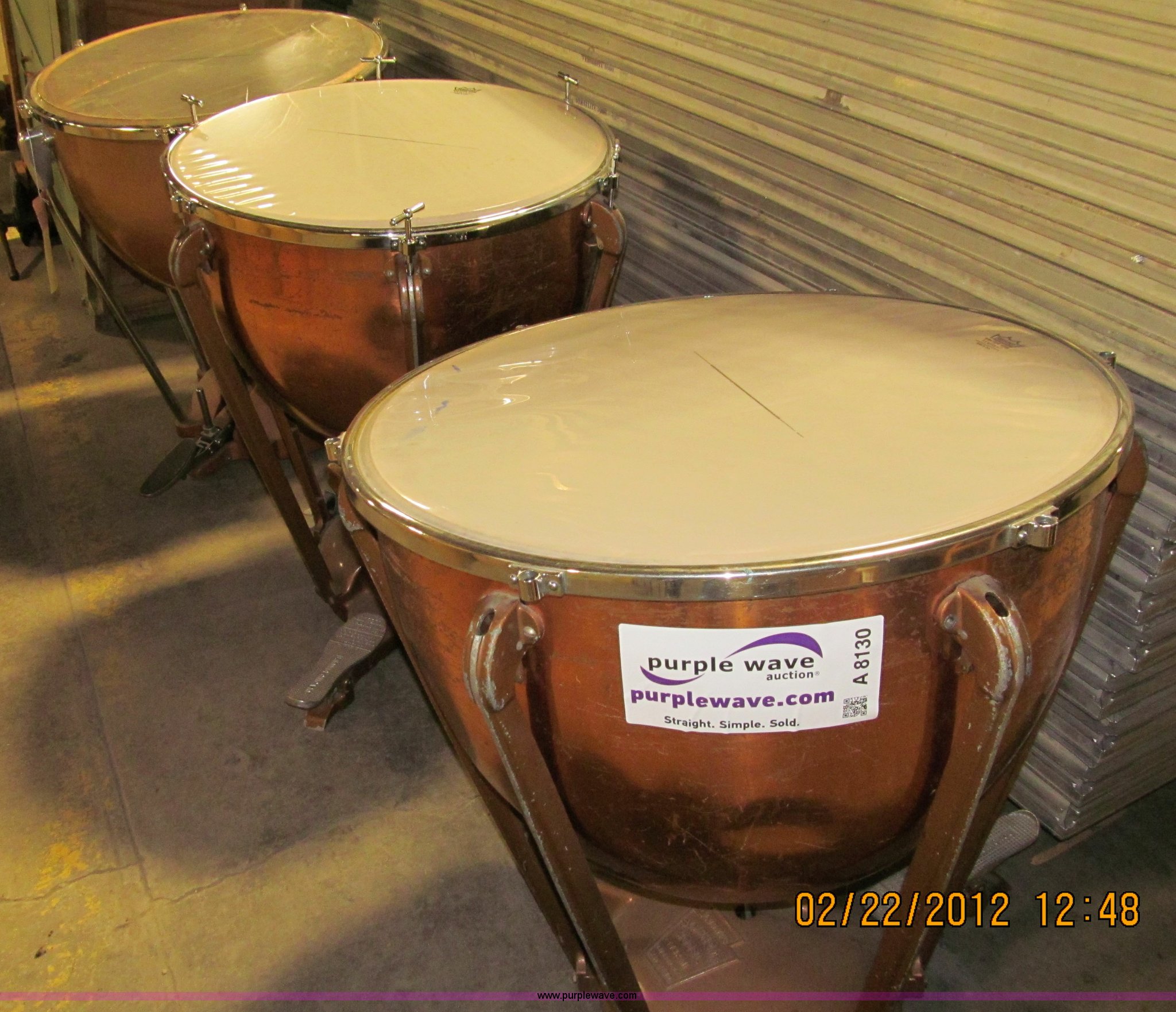 (3) timpani drums in Des Moines, IA | Item A8130 sold | Purple Wave