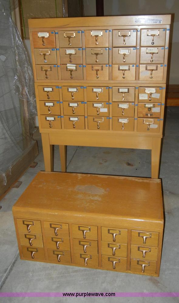(3) library card boxes in Junction City, KS | Item S9397 sold | Purple Wave