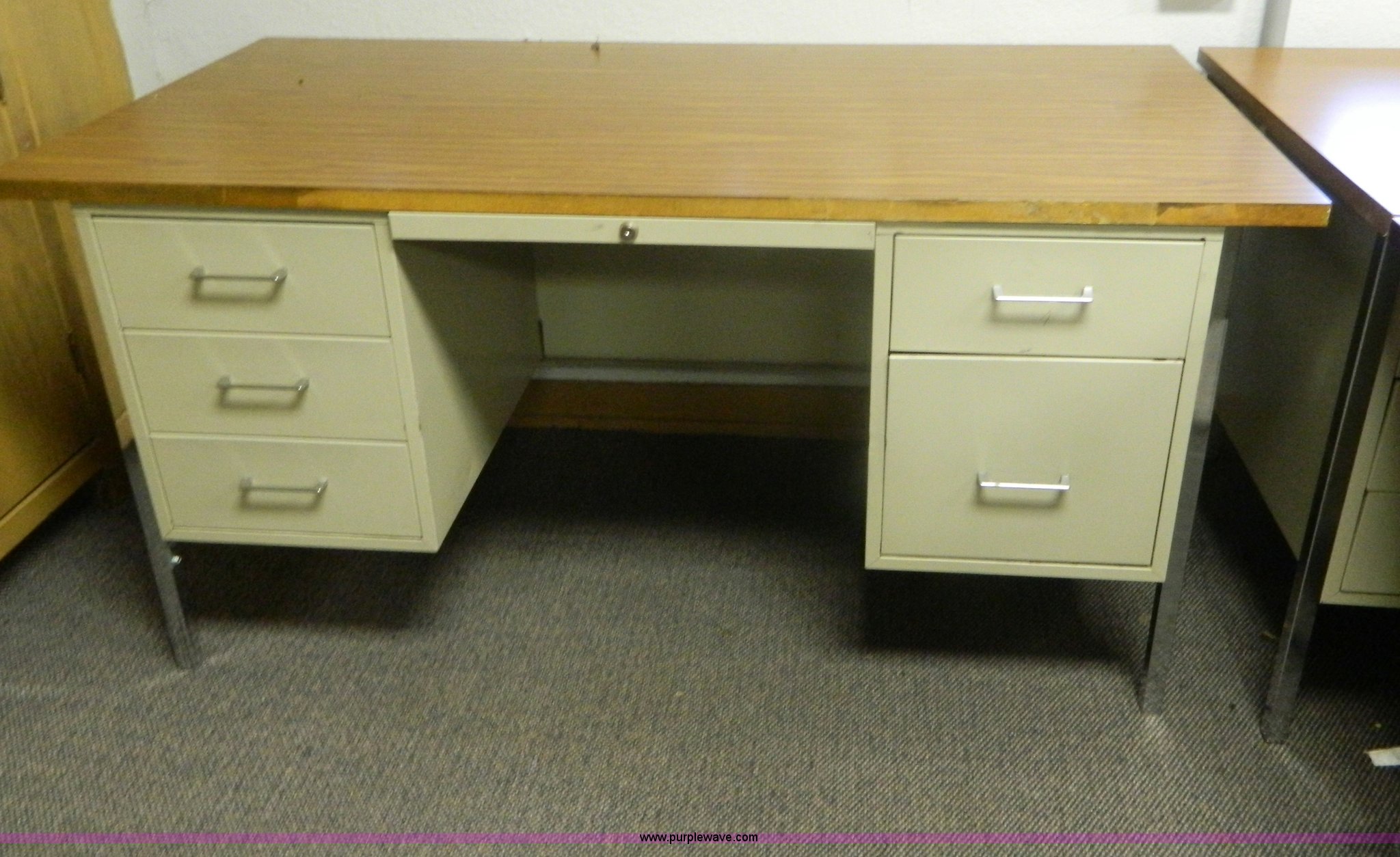 (3) metal Formica top desks in Claflin, KS | Item T9312 sold | Purple Wave