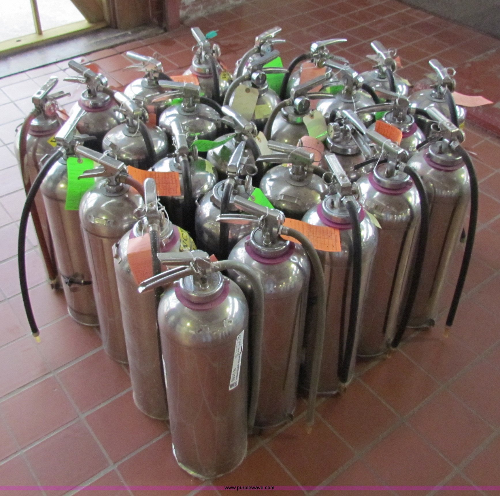 Approximately 27 assorted liquid fire extinguishers in Winfield, KS | Item N9159 sold | Purple Wave