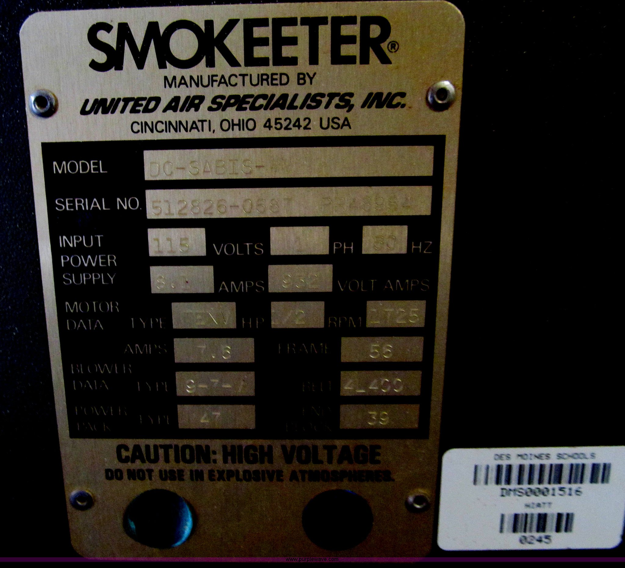 Smokeeter in Des Moines, IA | Item A5412 sold | Purple Wave