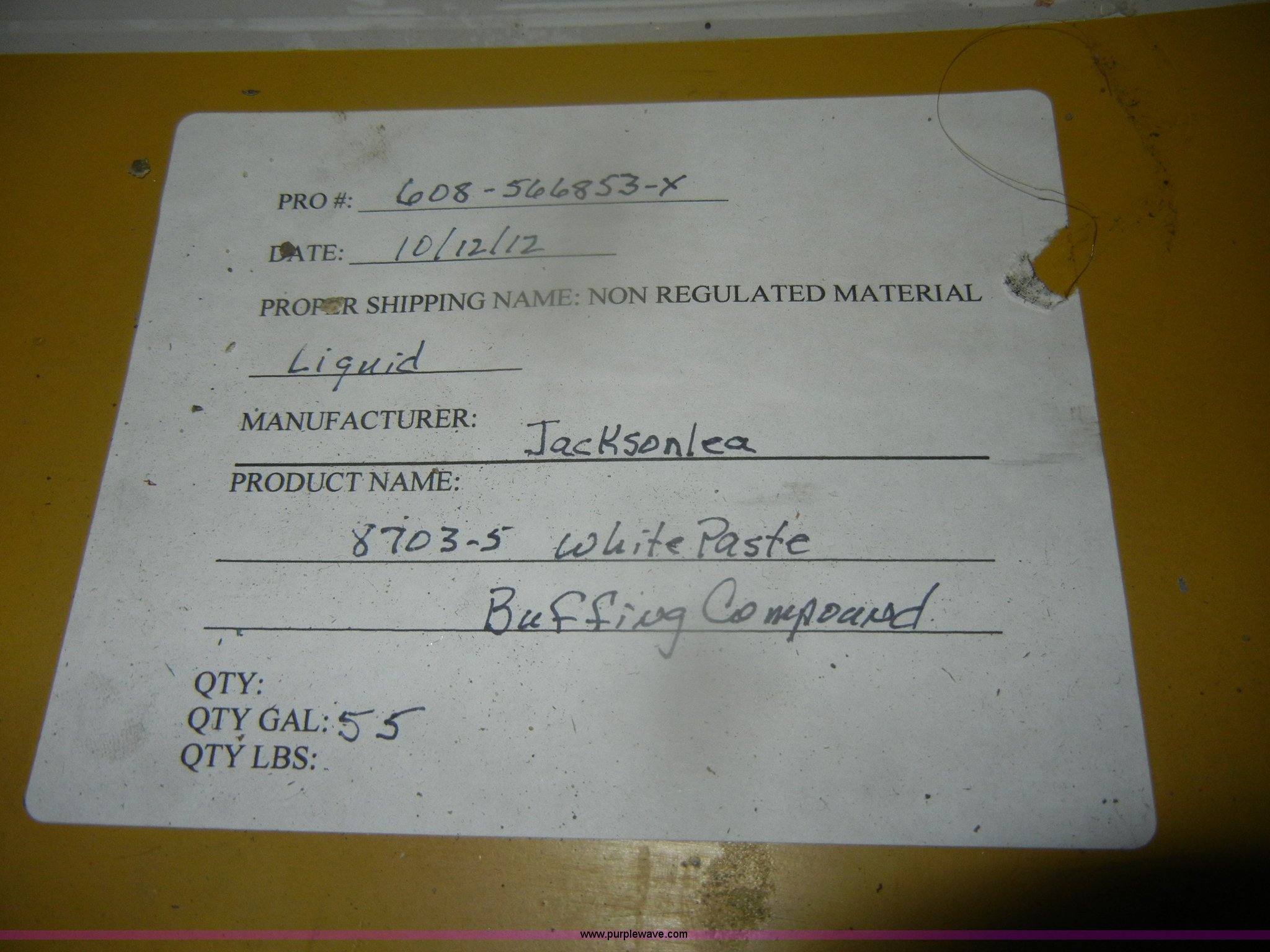 55 gallon drum of Jacksonlea White paste buffing compound in Olathe, KS ...