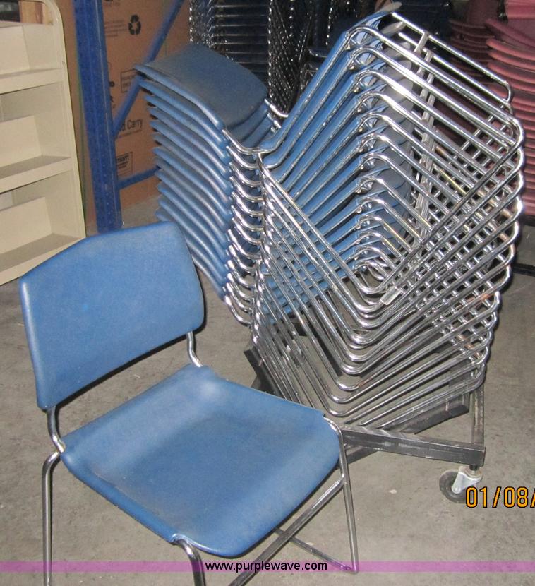 (58) stackable sled chairs with rolling carts in Lawrence, KS | Item ...
