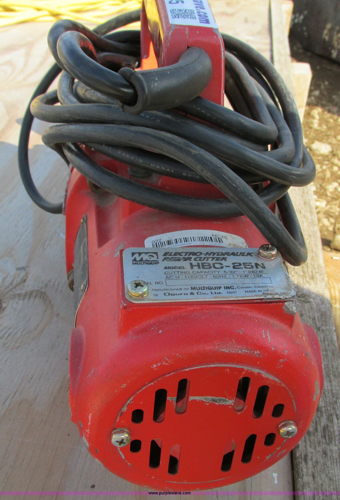Electro-hydraulic rebar cutter in Sibley, MO | Item Y9645 sold | Purple ...