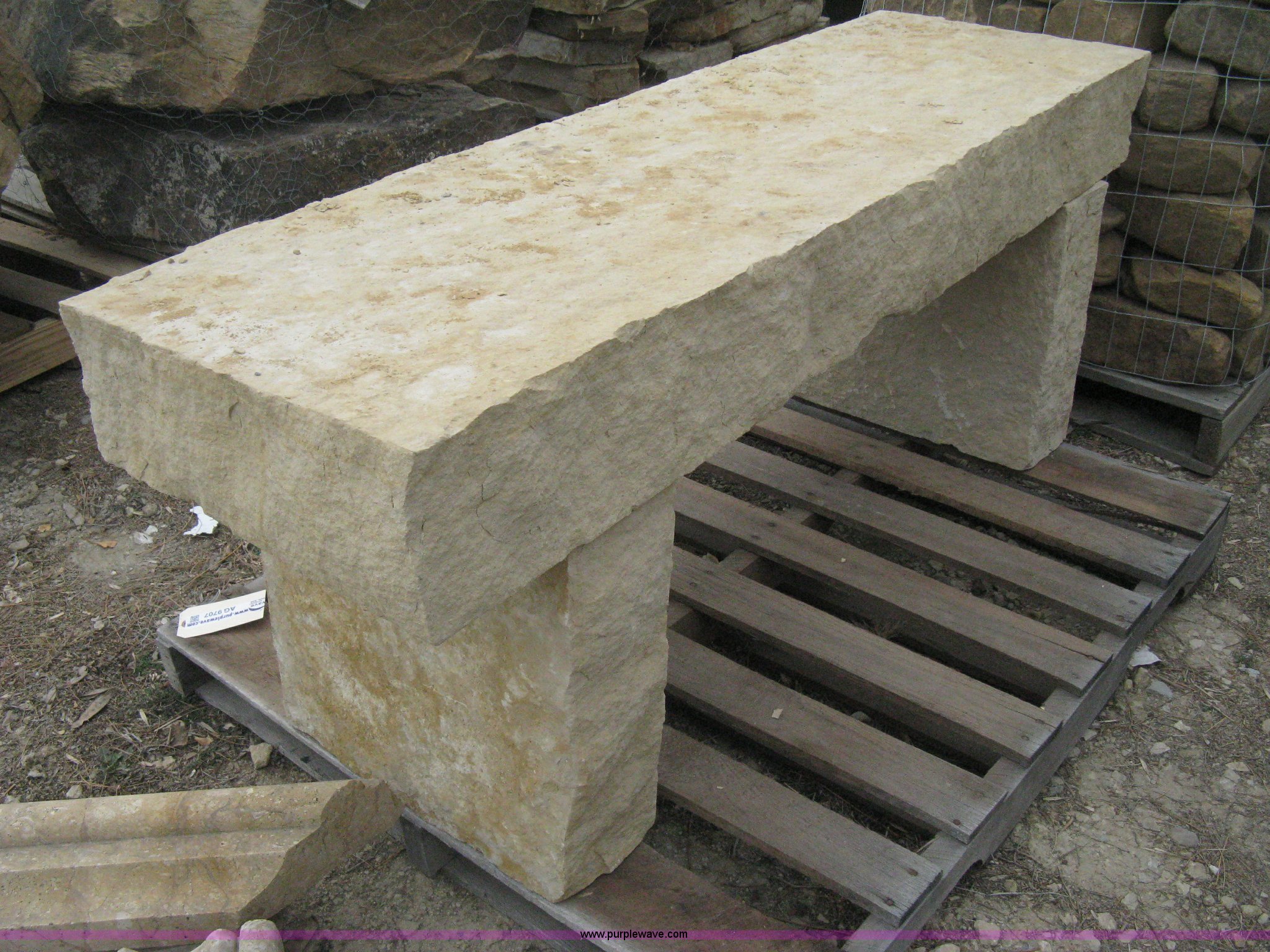 5 foot wide buff stone bench in Wichita, KS | Item AG9707 sold | Purple ...