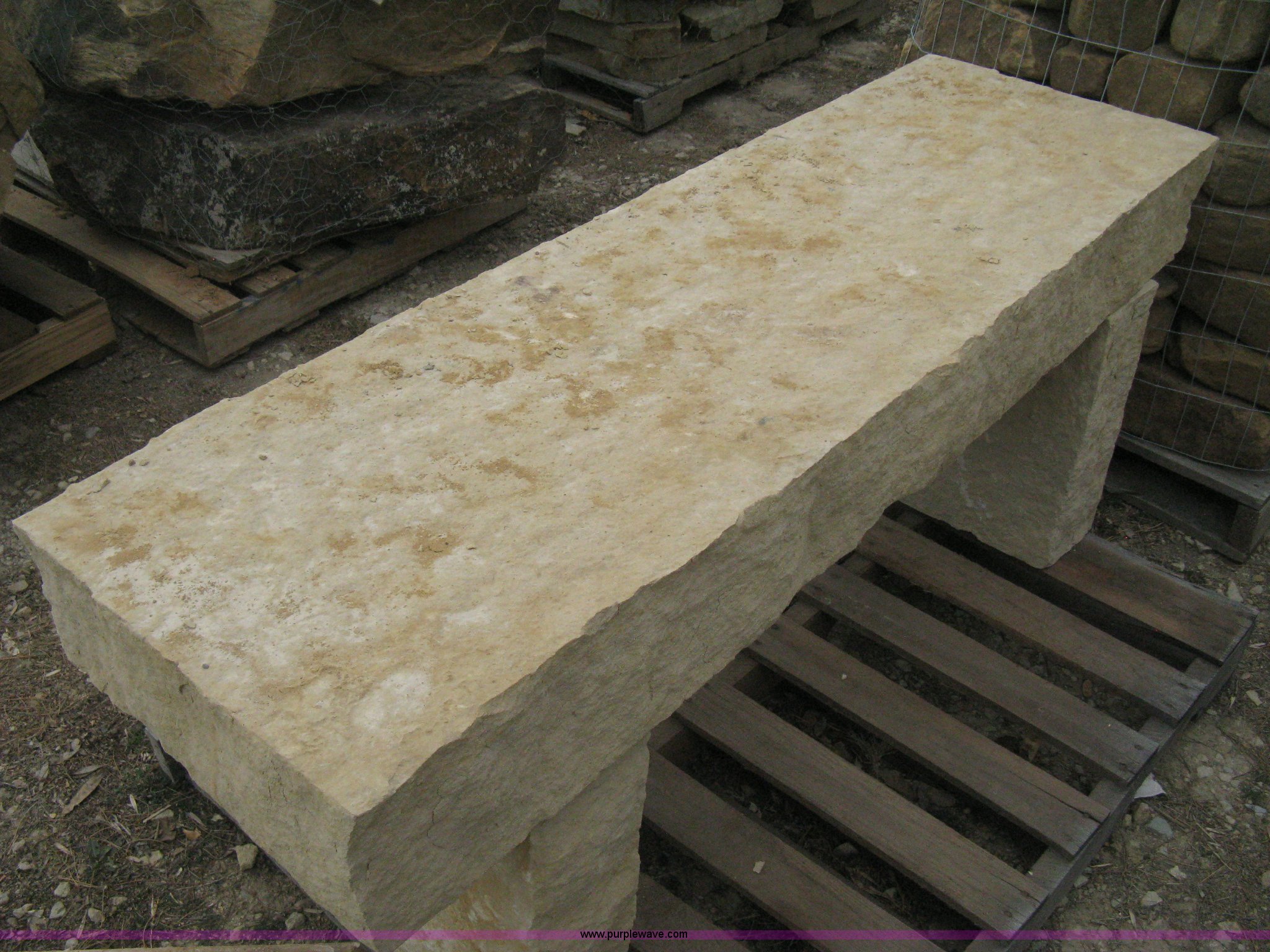 5 foot wide buff stone bench in Wichita, KS | Item AG9707 sold | Purple ...