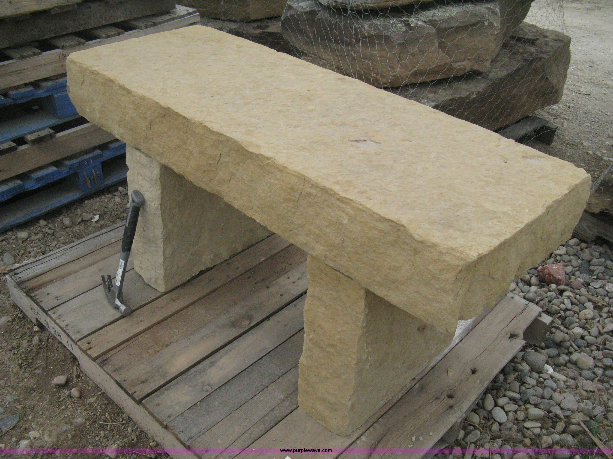 4 foot buff stone bench in Wichita, KS | Item AG9735 sold | Purple Wave