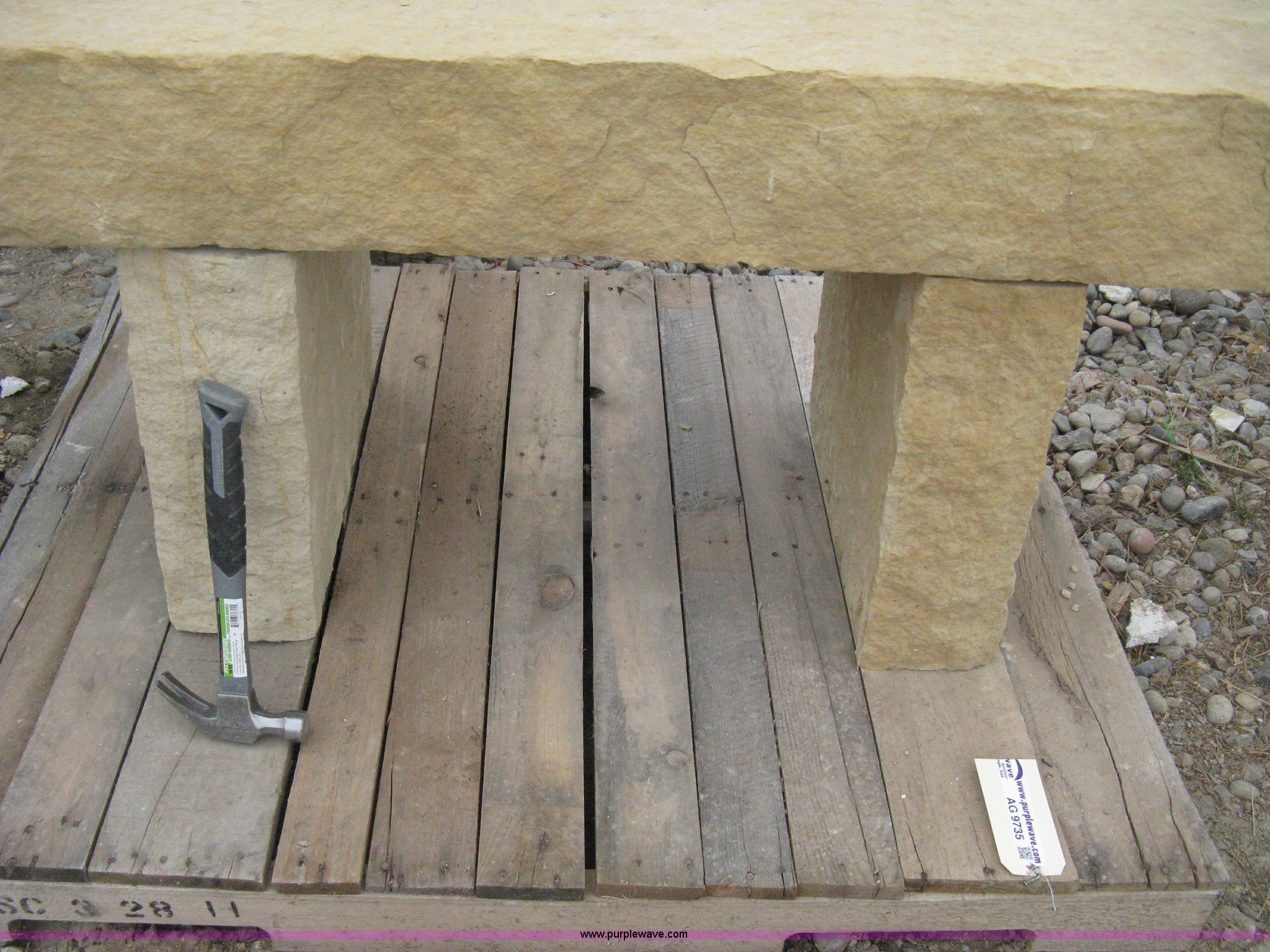 4 foot buff stone bench in Wichita, KS | Item AG9735 sold | Purple Wave