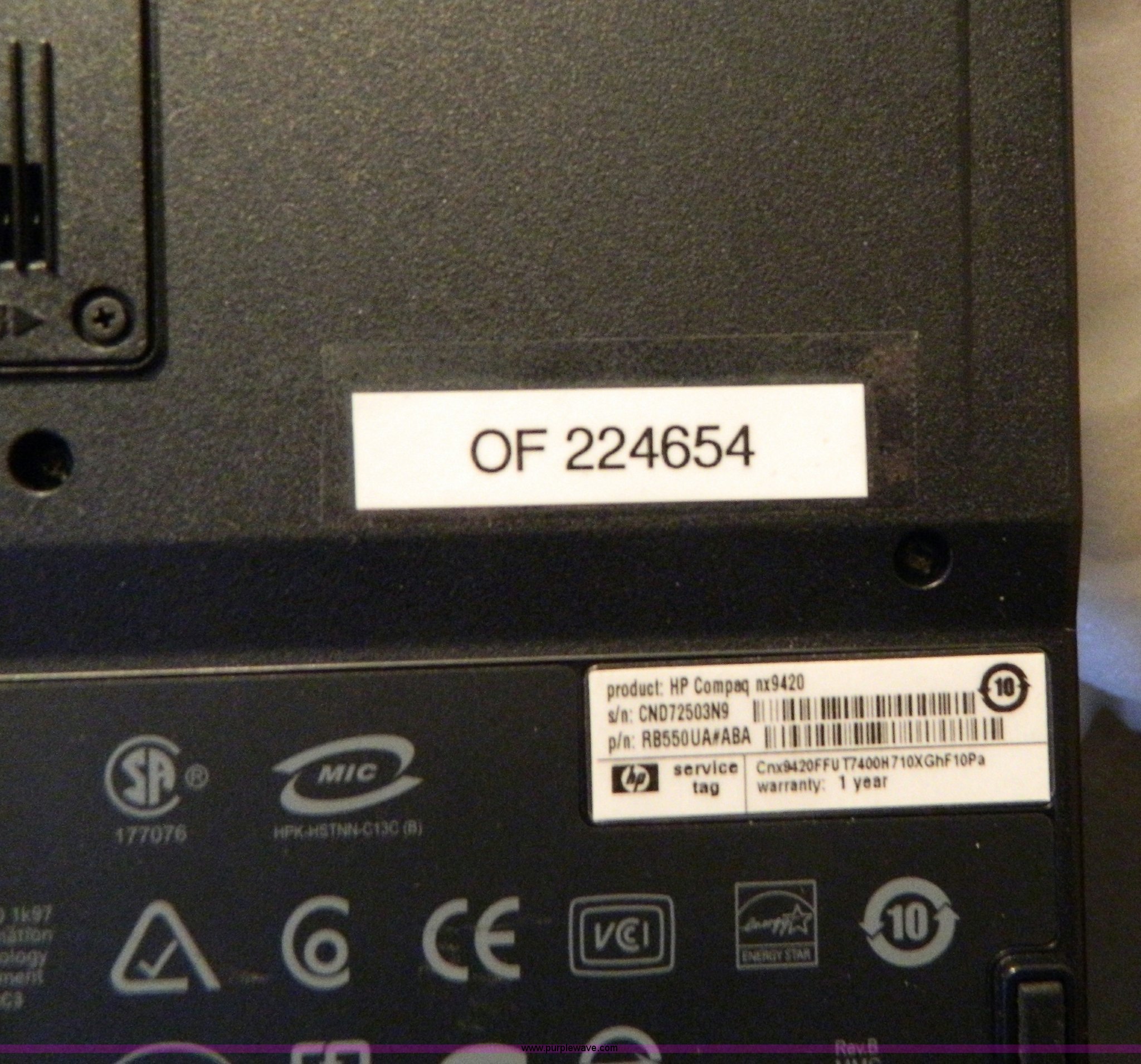 2007 HP NX9420 laptop computer in Salina, KS | Item W9130 sold | Purple ...