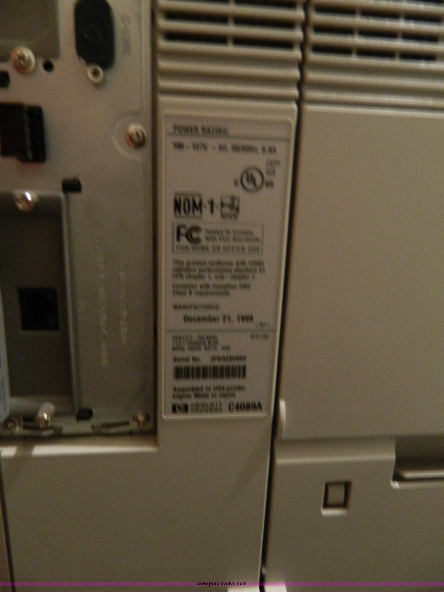 HP Laserjet 4500N printer in Norton, KS | Item W9240 sold | Purple Wave