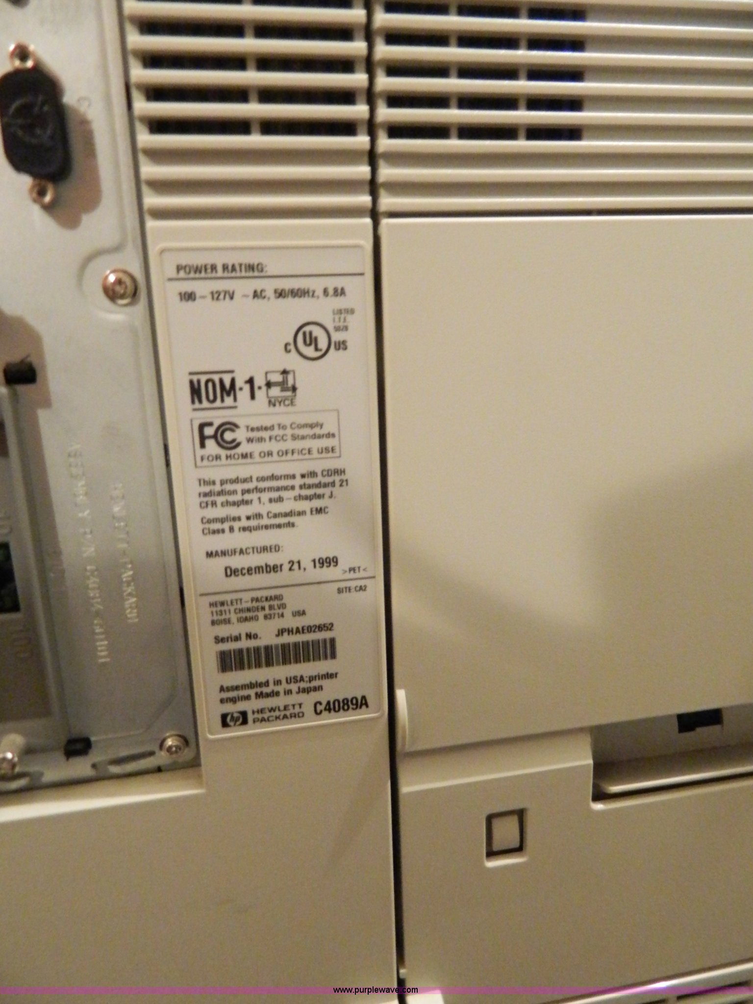 HP Laserjet 4500N printer in Norton, KS | Item W9240 sold | Purple Wave