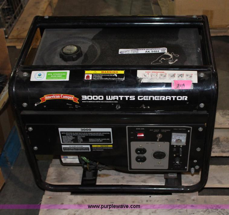 American Camper 3,000 watt generator in Spring Hill, KS | Item AK9484 ...