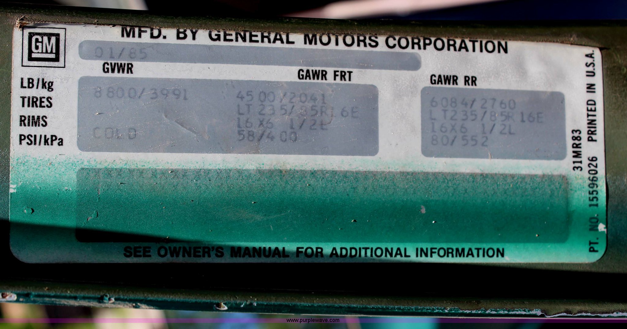 1985 Chevrolet D30 military postal pickup truck in Atchison, KS | Item ...