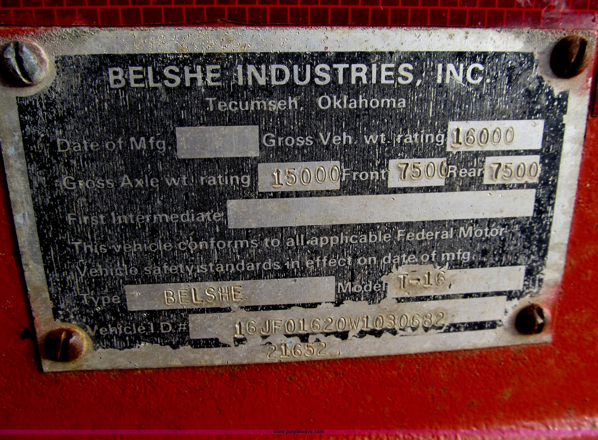 1998 Belshe T16 tandem axle equipment trailer in Wichita, KS | Item ...