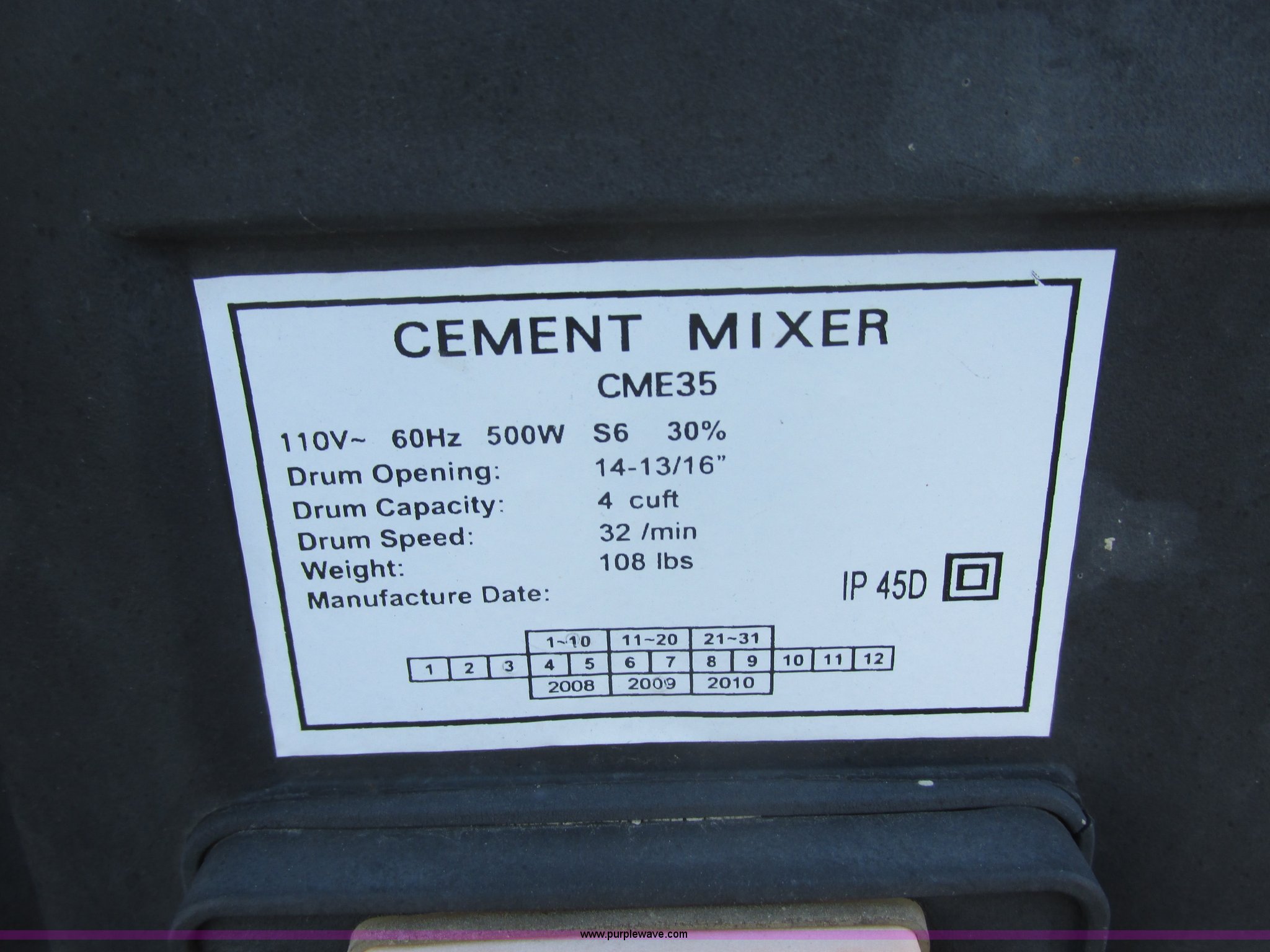CME35 cement mixer in Norwood, MN | Item E5401 sold | Purple Wave