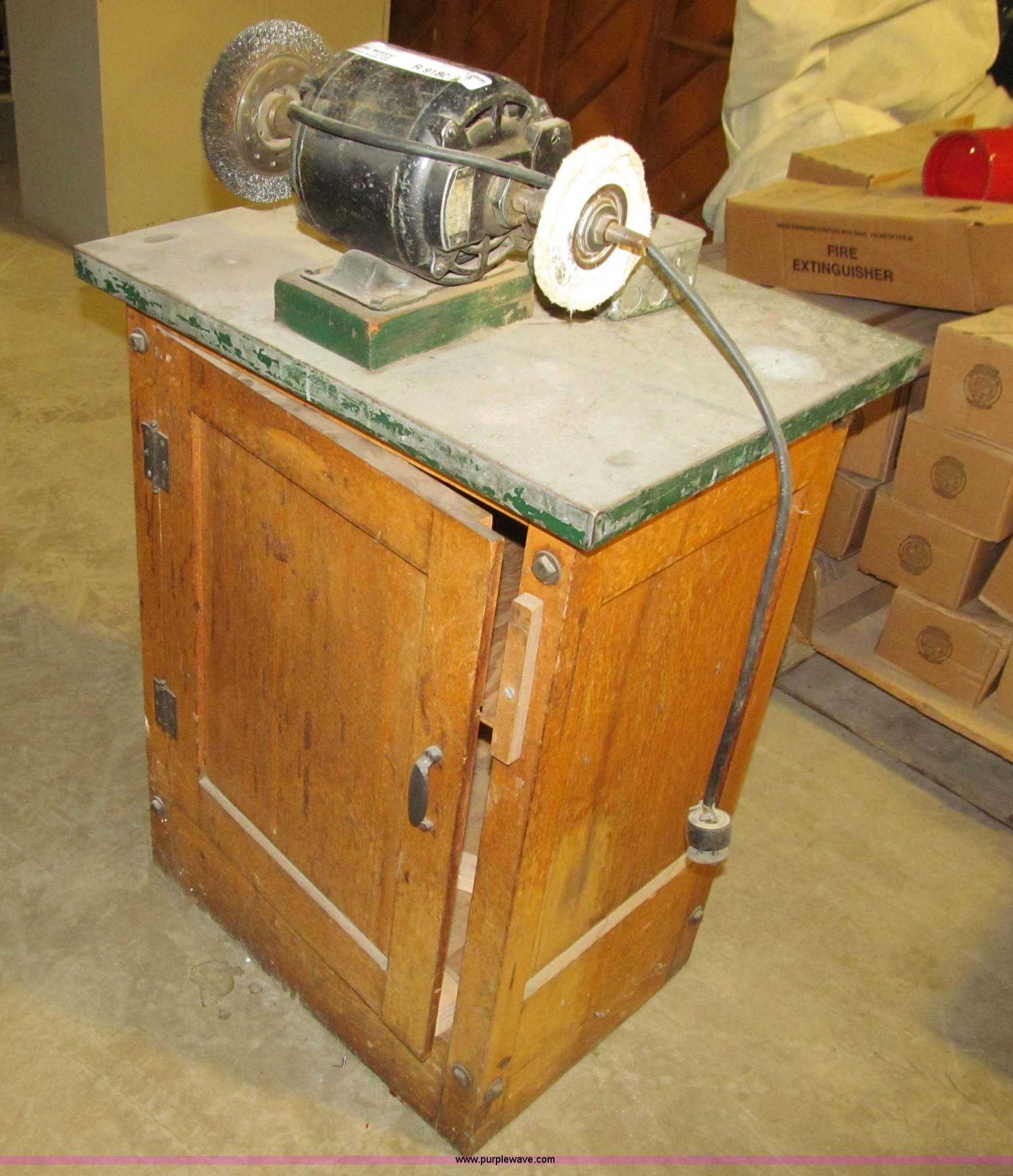 Wire wheel buffer, cabinet in Des Moines, IA | Item R9180 sold | Purple ...