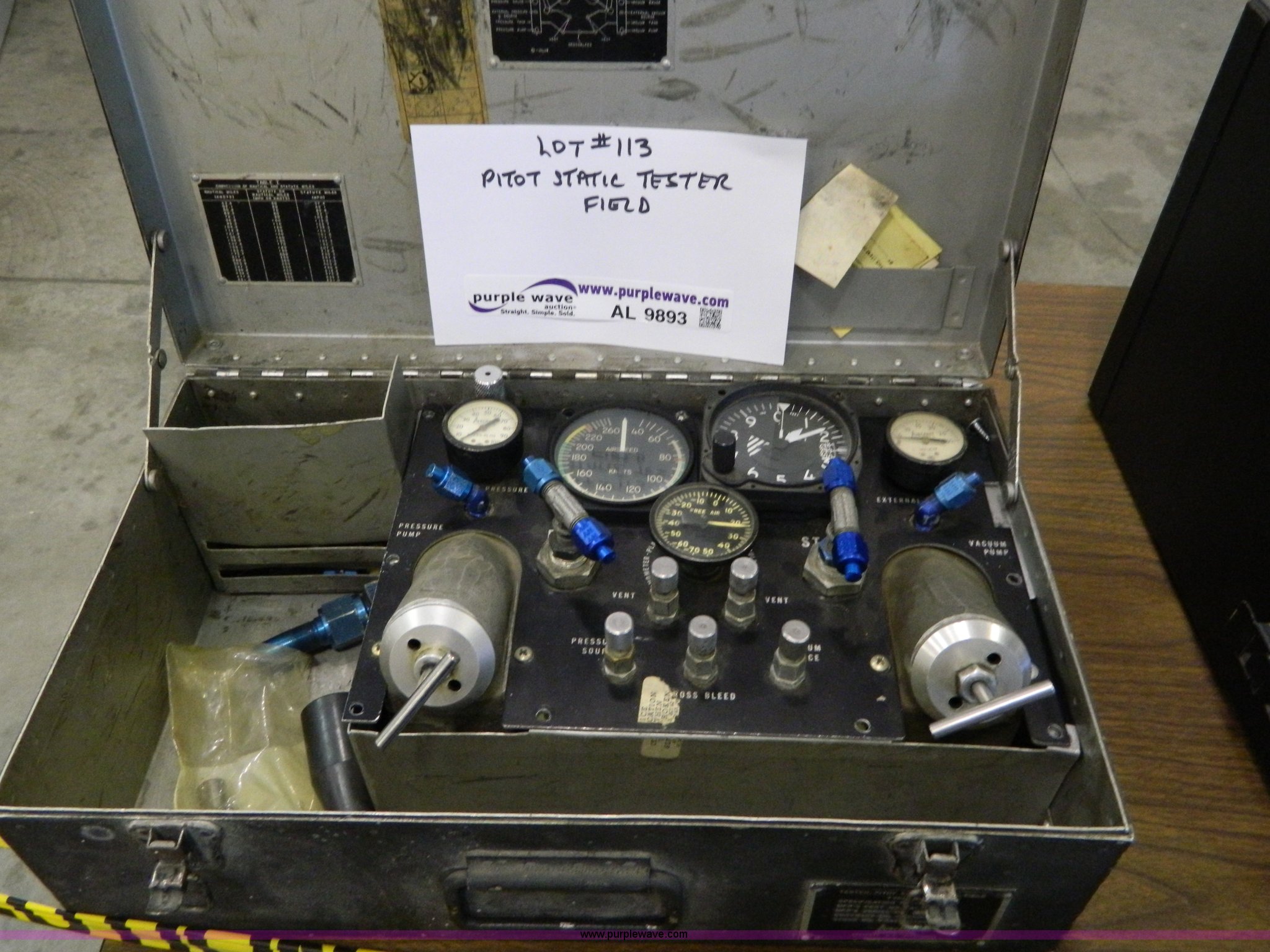 Pitot static tester field in Salina, KS | Item AL9893 sold | Purple Wave