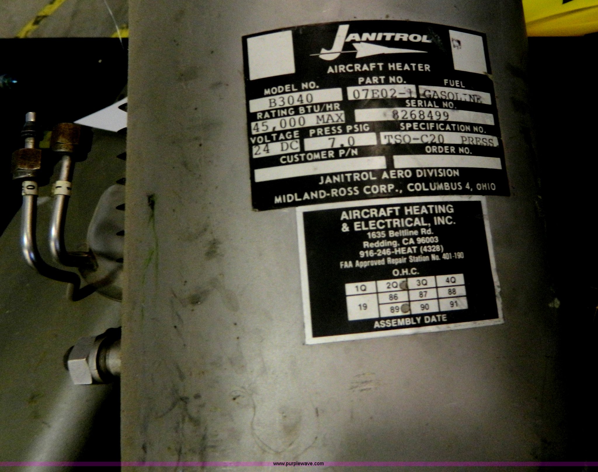 Janitrol heater in Salina, KS | Item AL9923 sold | Purple Wave