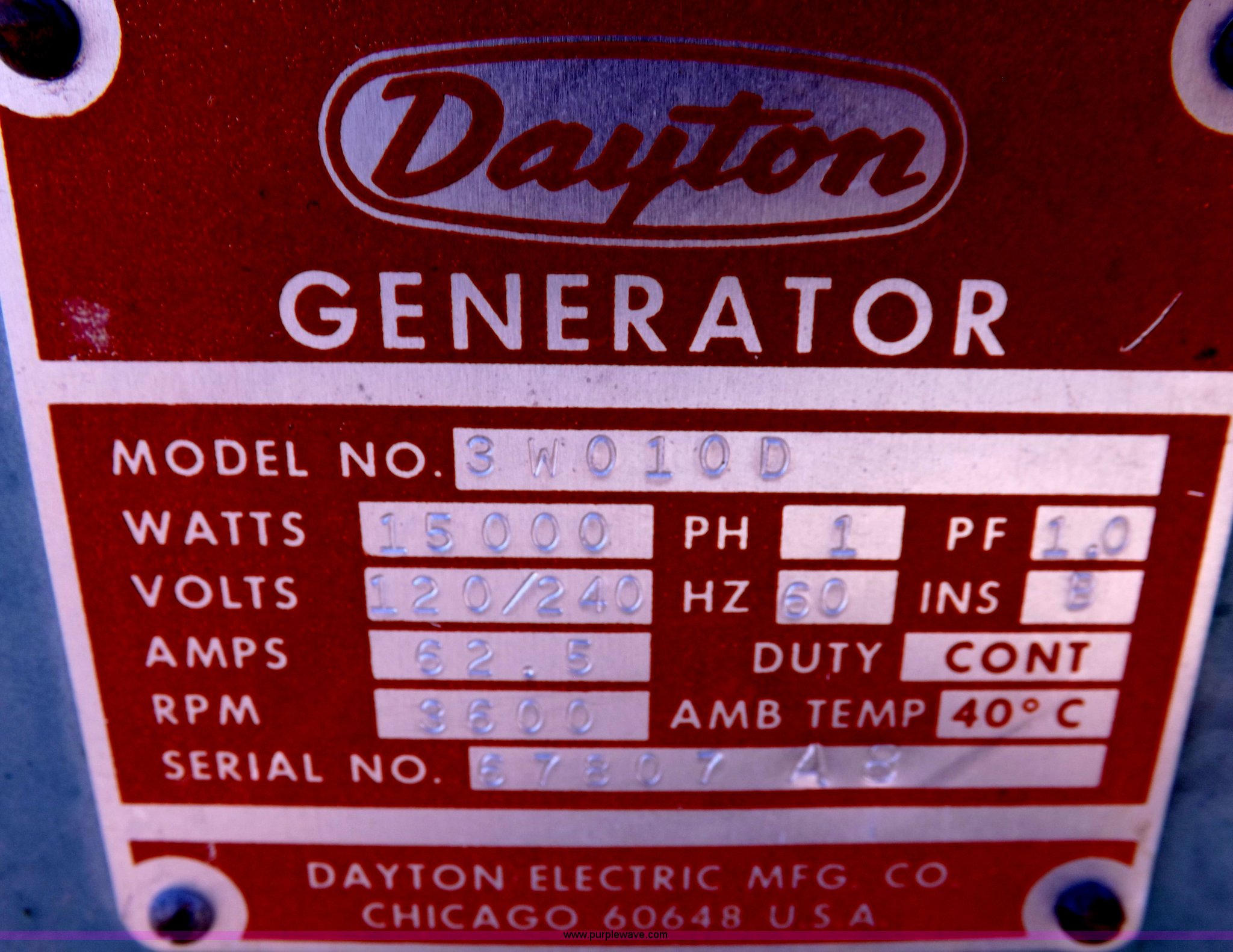 Dayton 3W010D PTO driven generator in Ulysses, KS | Item H9244 sold ...