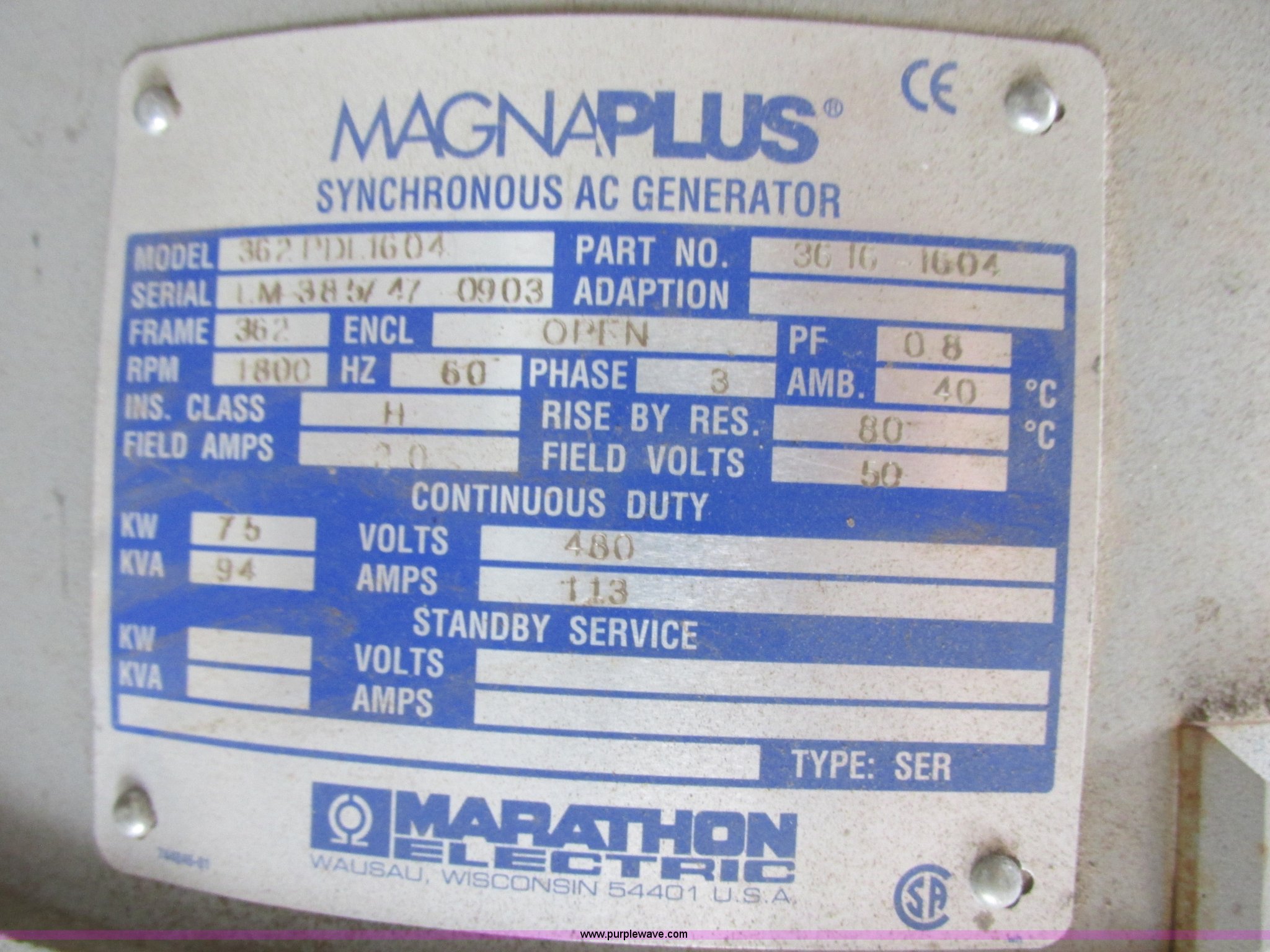 Marathon Magna Plus generator set in Winnebago, MN | Item I6045 sold ...
