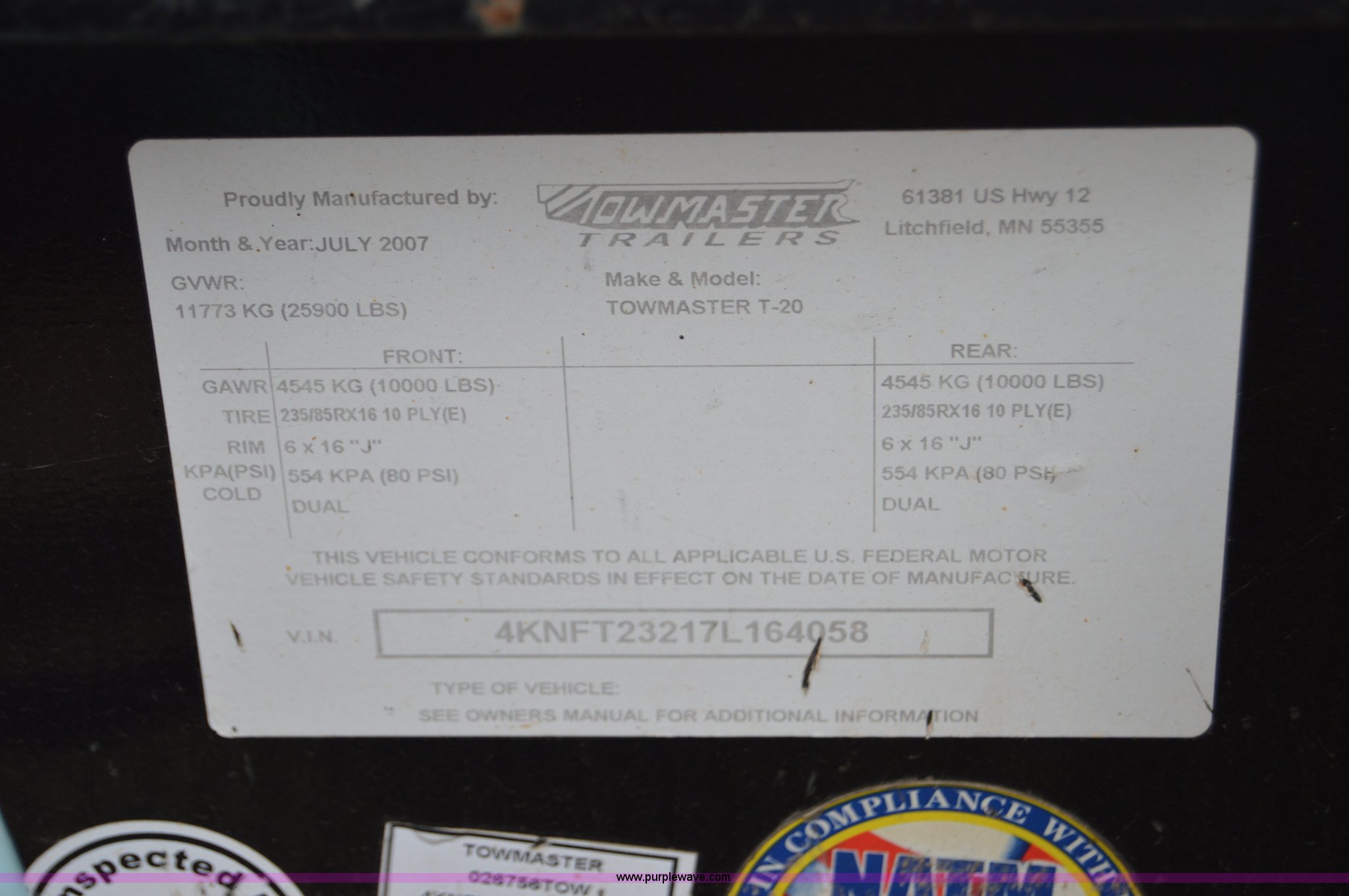 2007 Towmaster T20 equipment trailer in Blue Springs, MO | Item Z9029 ...