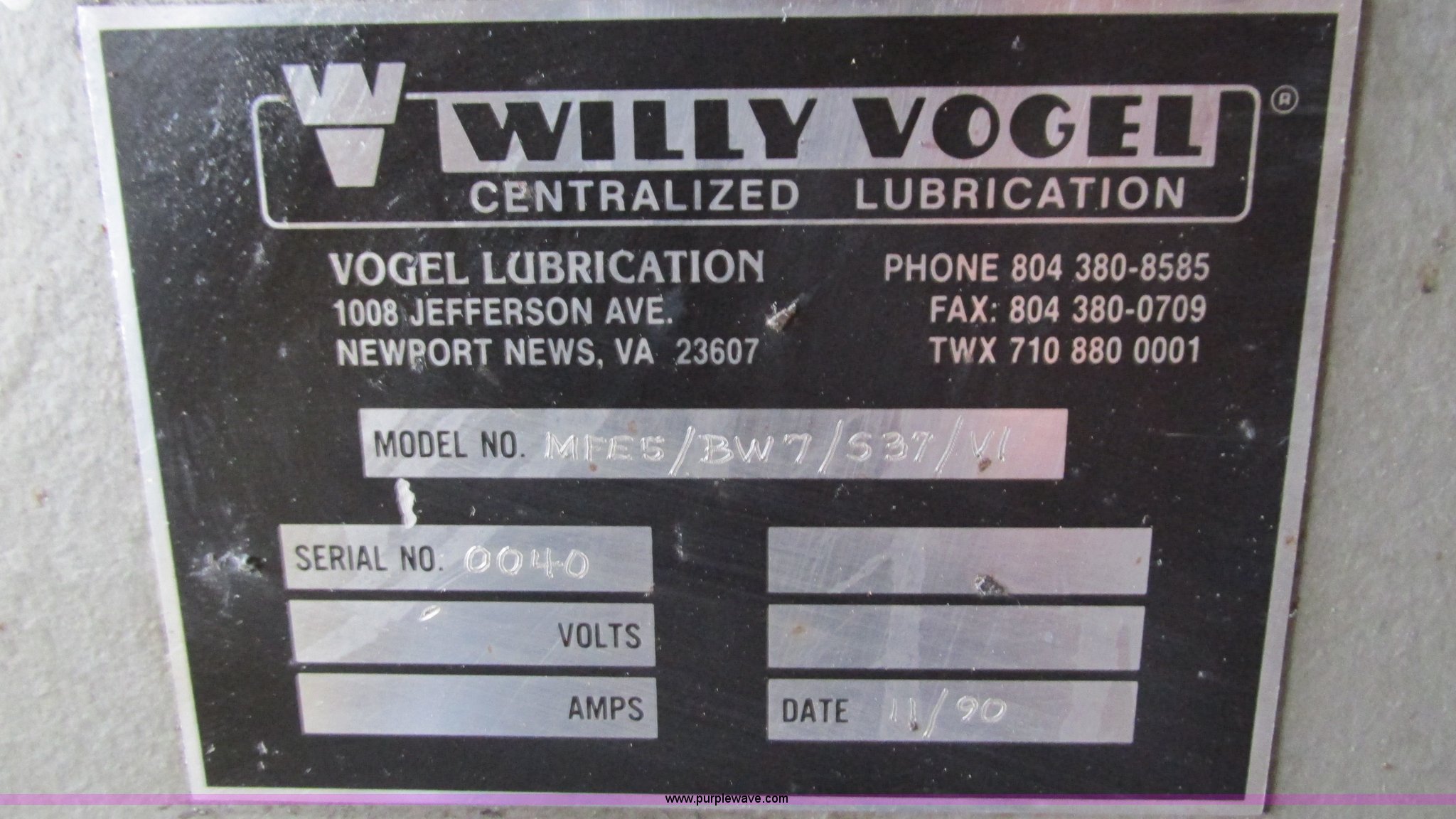 Vogel centralized lubrication system in Rolla, MO | Item I3154 sold ...