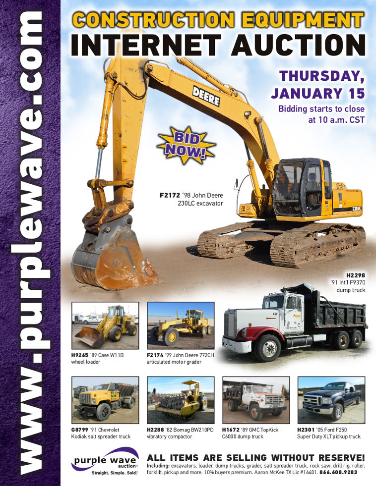 SOLD! Construction Equipment Auction | Items Sold | 1-15-2015 | Purple Wave
