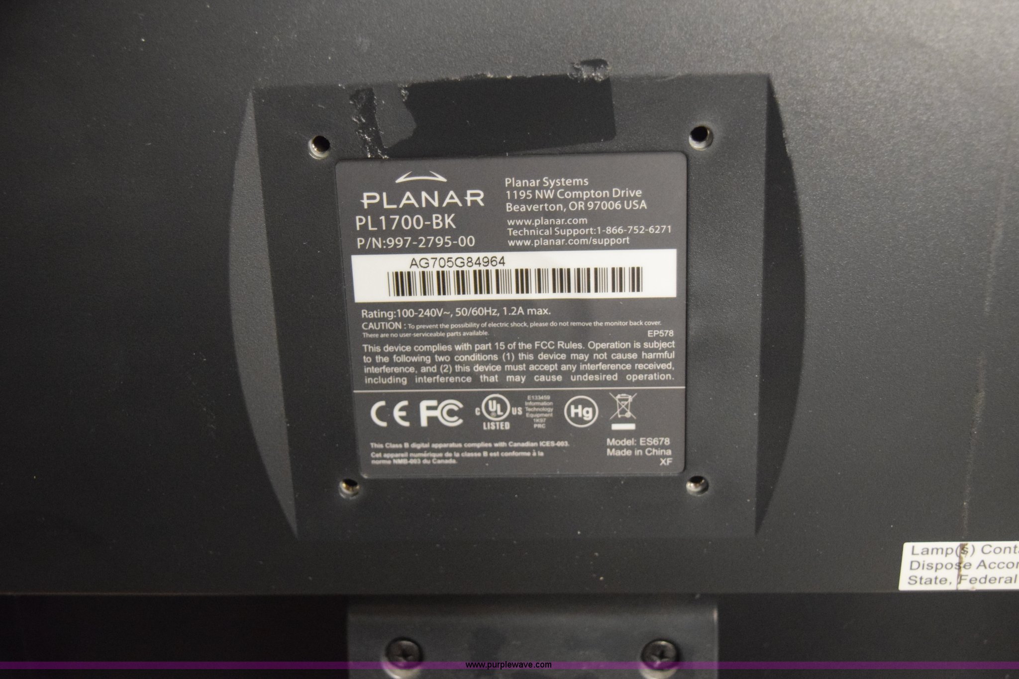 (30) Planar PL1700-BK 17" LCD monitors in Newton, KS | Item BB9709 sold ...