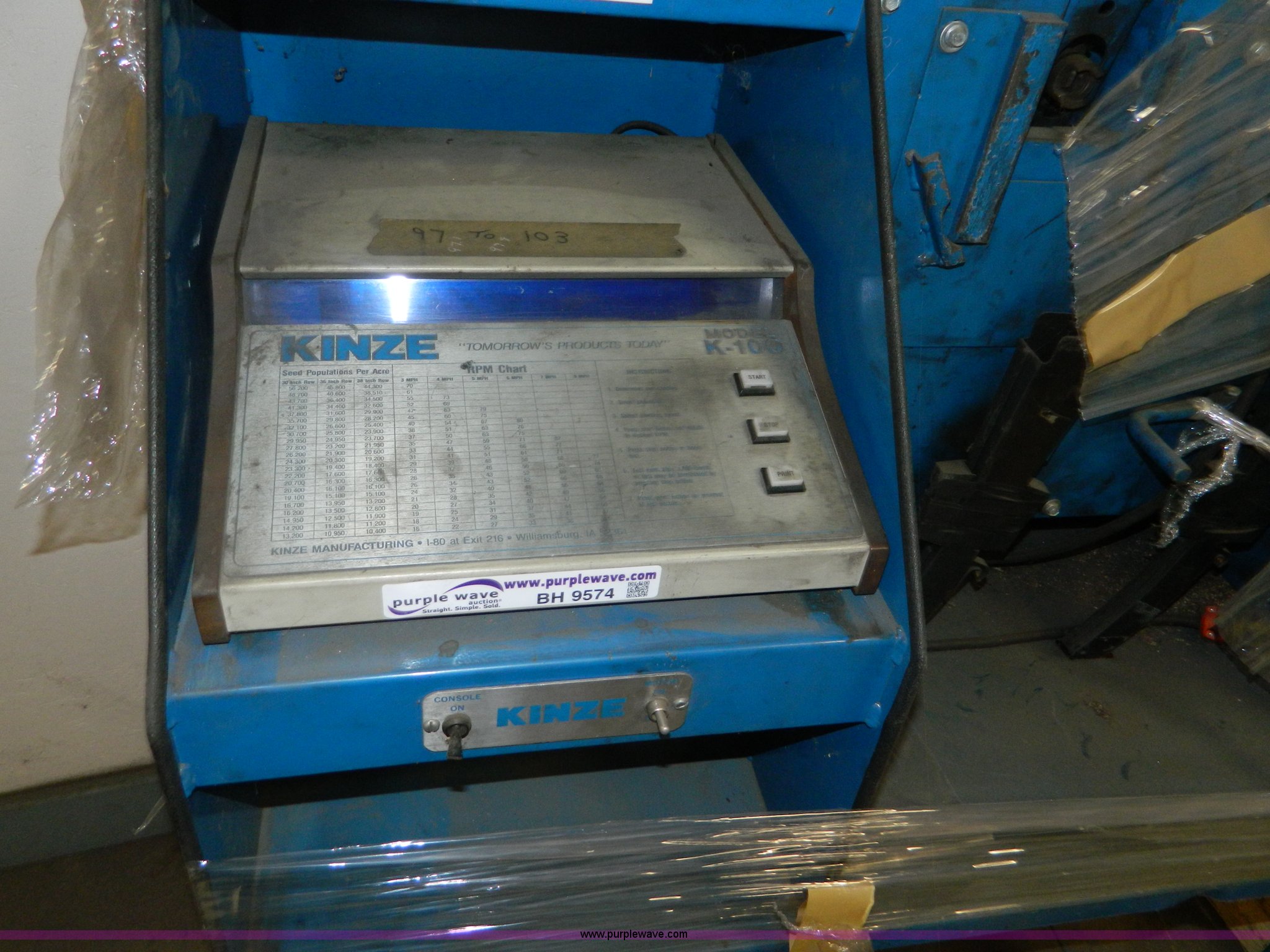 Kinze 100 seed counter in Assaria, KS | Item BH9574 sold | Purple Wave