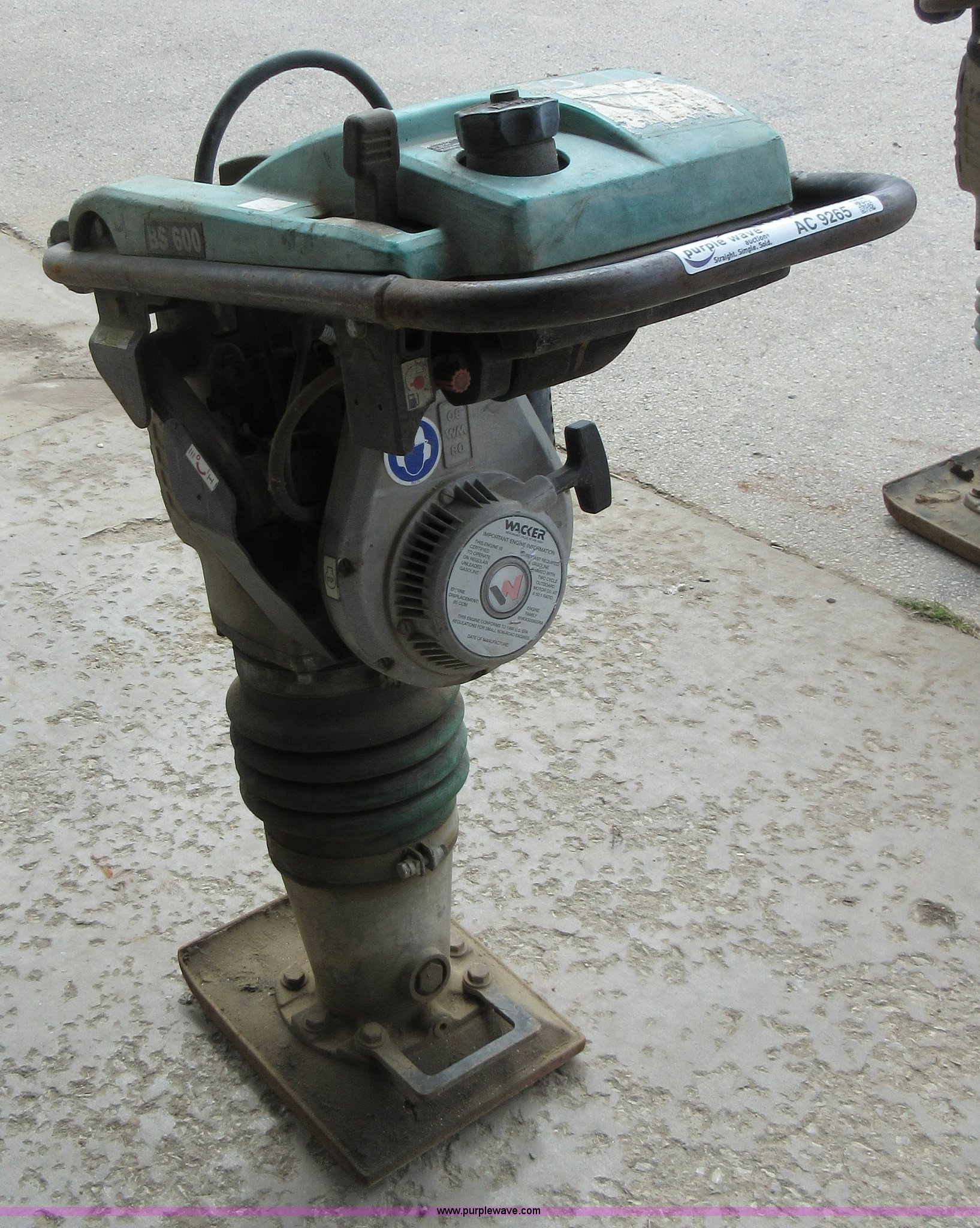 Wacker BS600 tamper in Greenwood, MO | Item AC9265 sold | Purple Wave