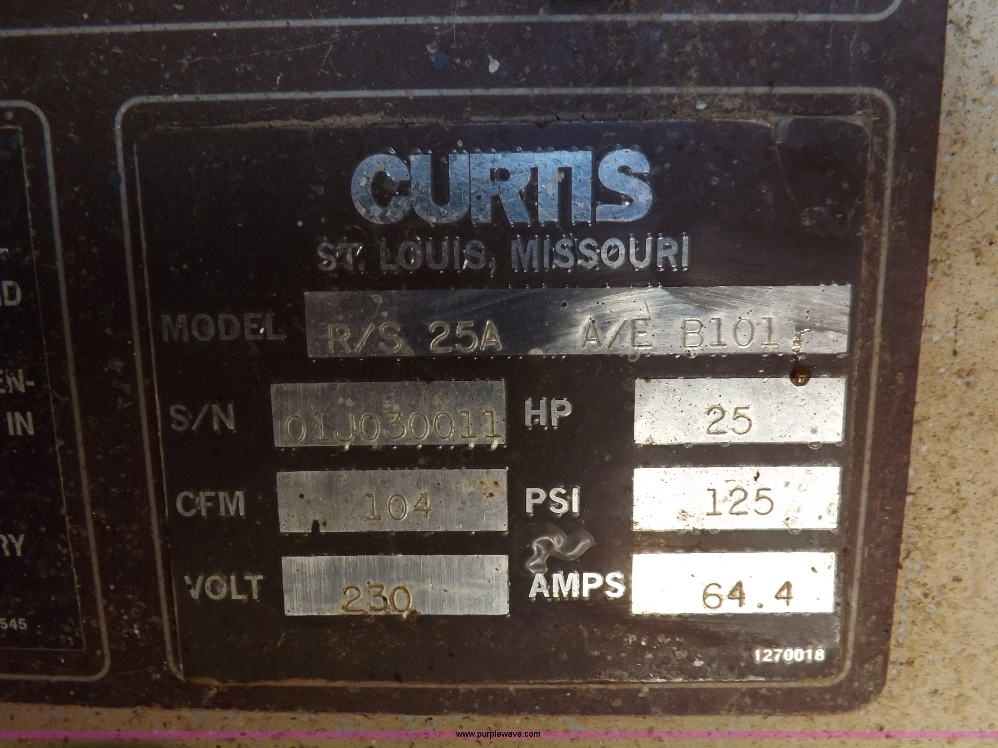 Curtis air compressor in Kismet, KS | Item K3984 sold | Purple Wave