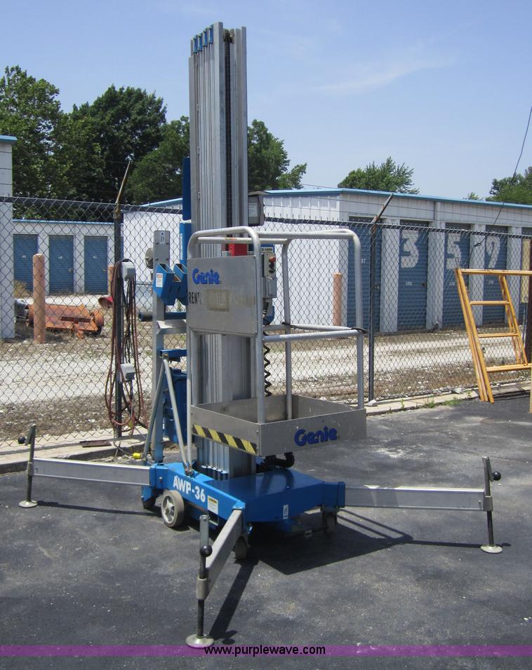 Genie AWP-36 vertical lift in Carthage, MO | Item BA9255 sold | Purple Wave