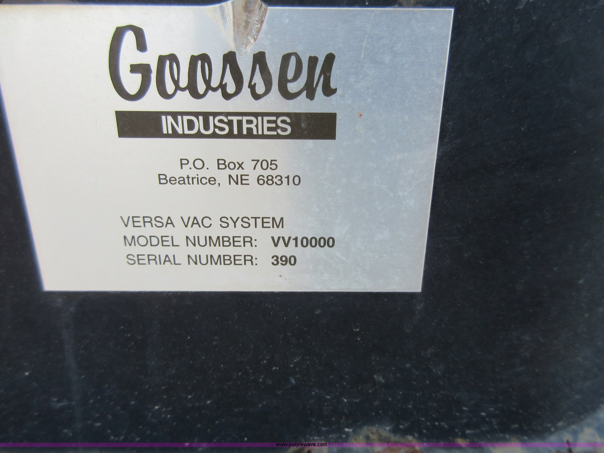 Goossen VV10000 Versa Vac system in Iola, KS | Item BB9233 sold ...