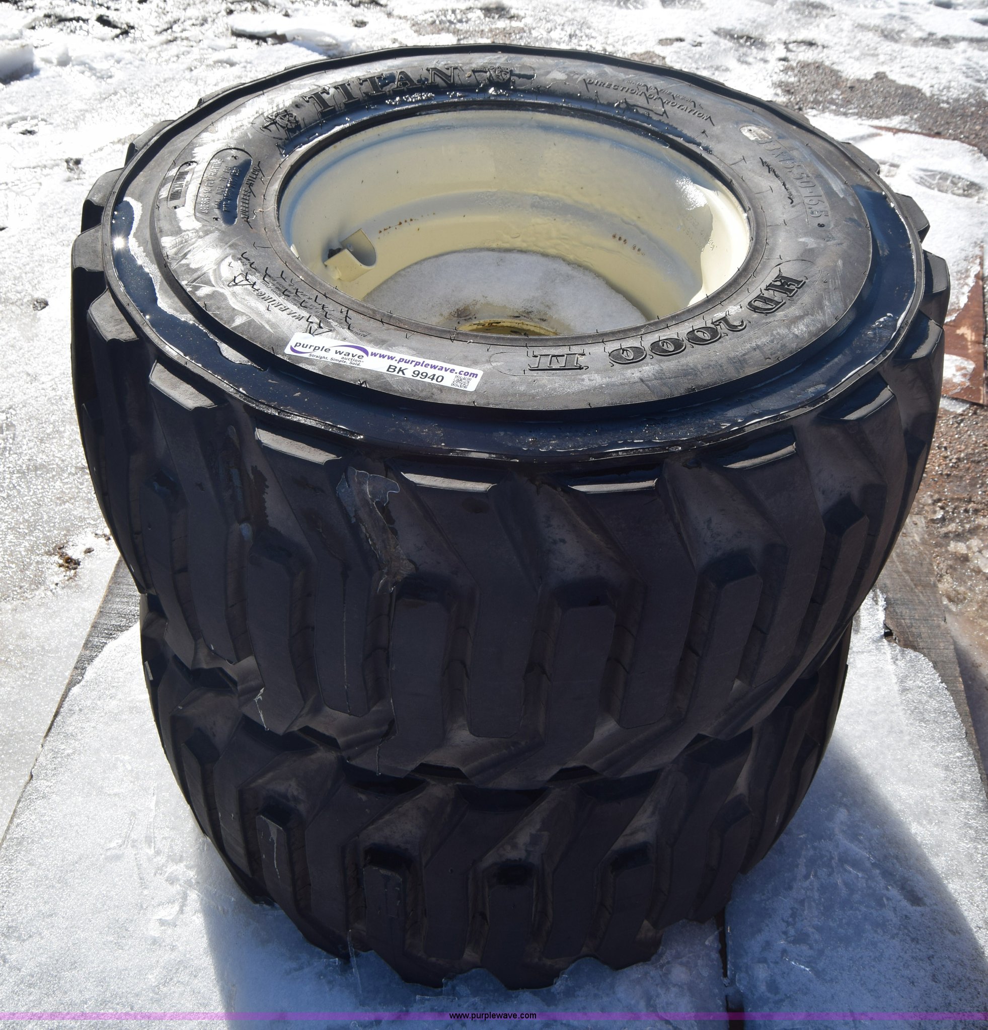 (2) Titan 33x15.50-16.5 skid steer tires and wheels in Kinsley, KS ...
