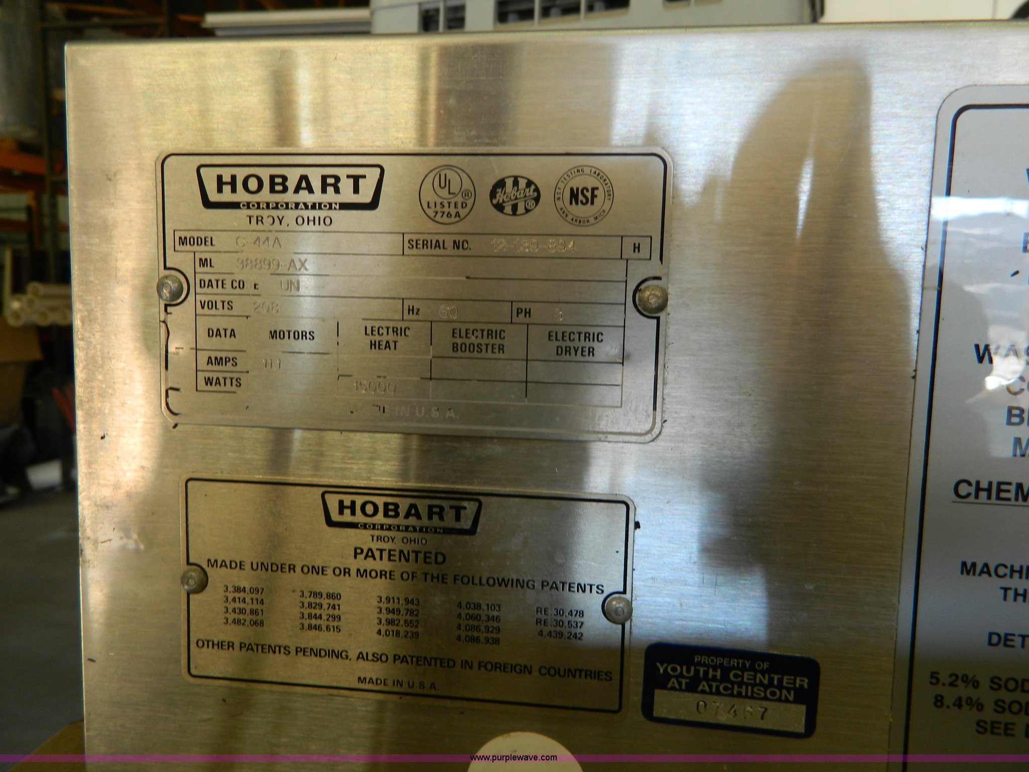 Hobart C44A dishwasher in Ellsworth, KS | Item BT9820 sold | Purple Wave