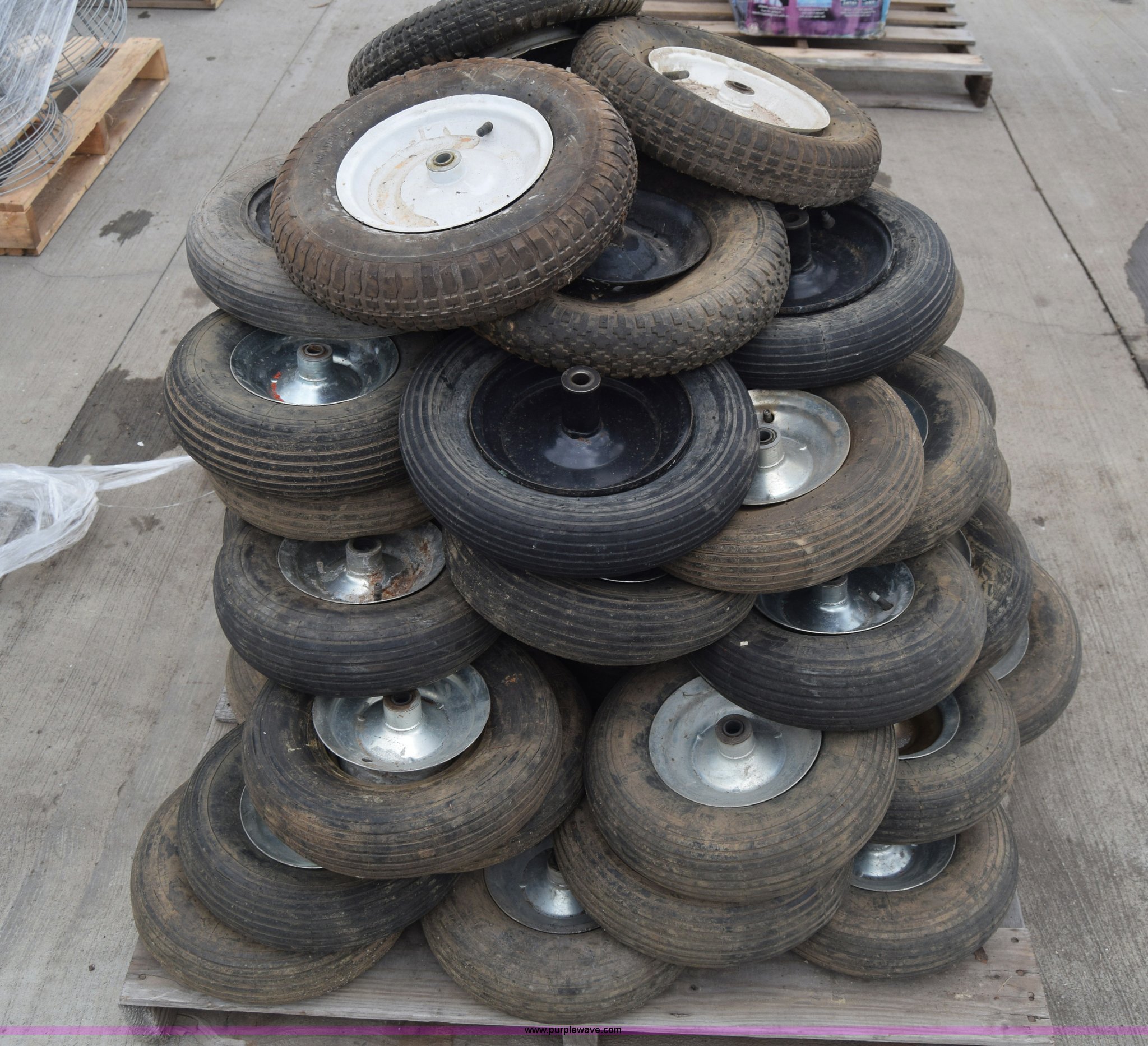 Approximately 40 assorted wheel barrow wheels in Belton, MO | Item ...